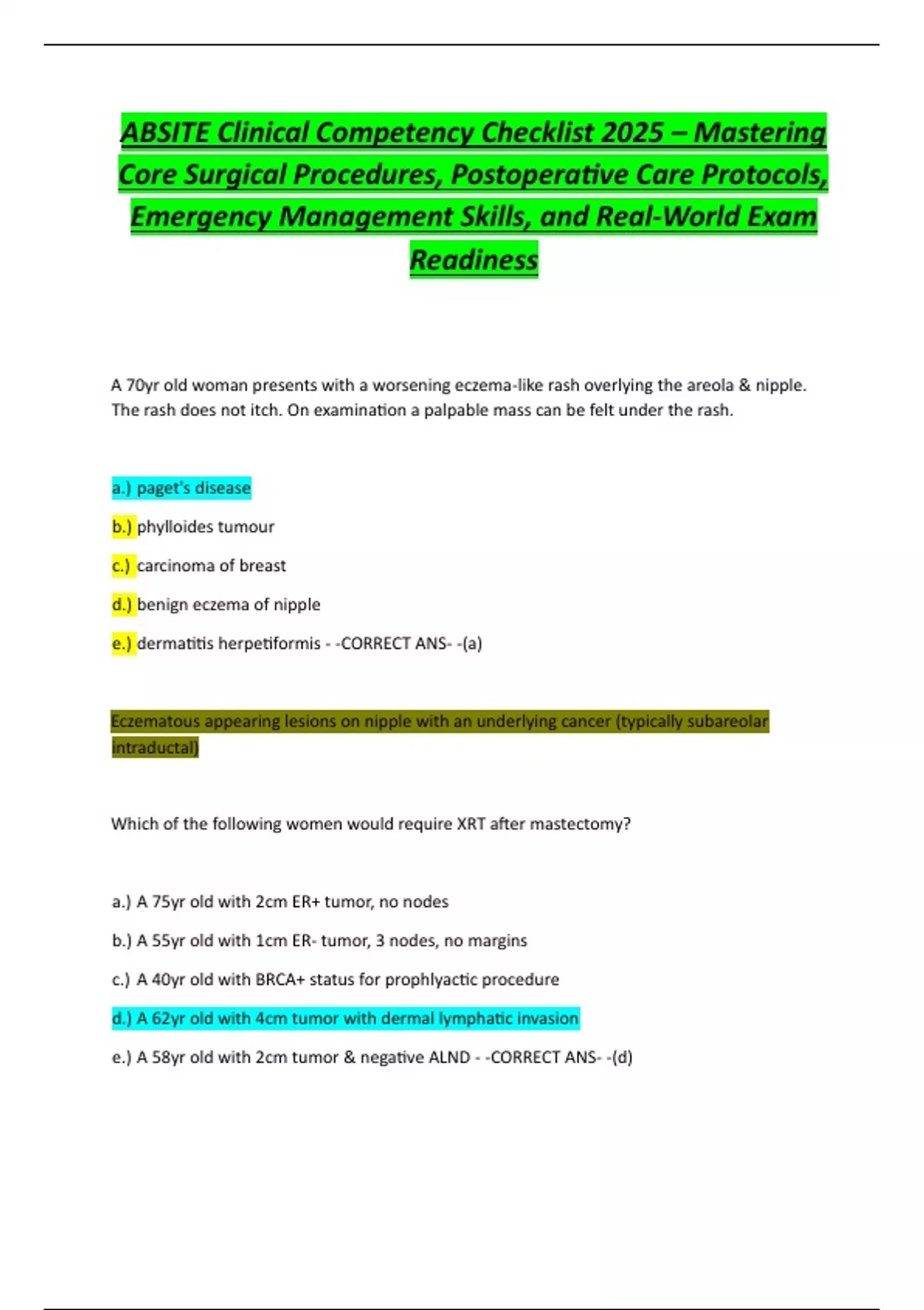 ABSITE Clinical Competency Checklist 2025 – Mastering Core Surgical ...