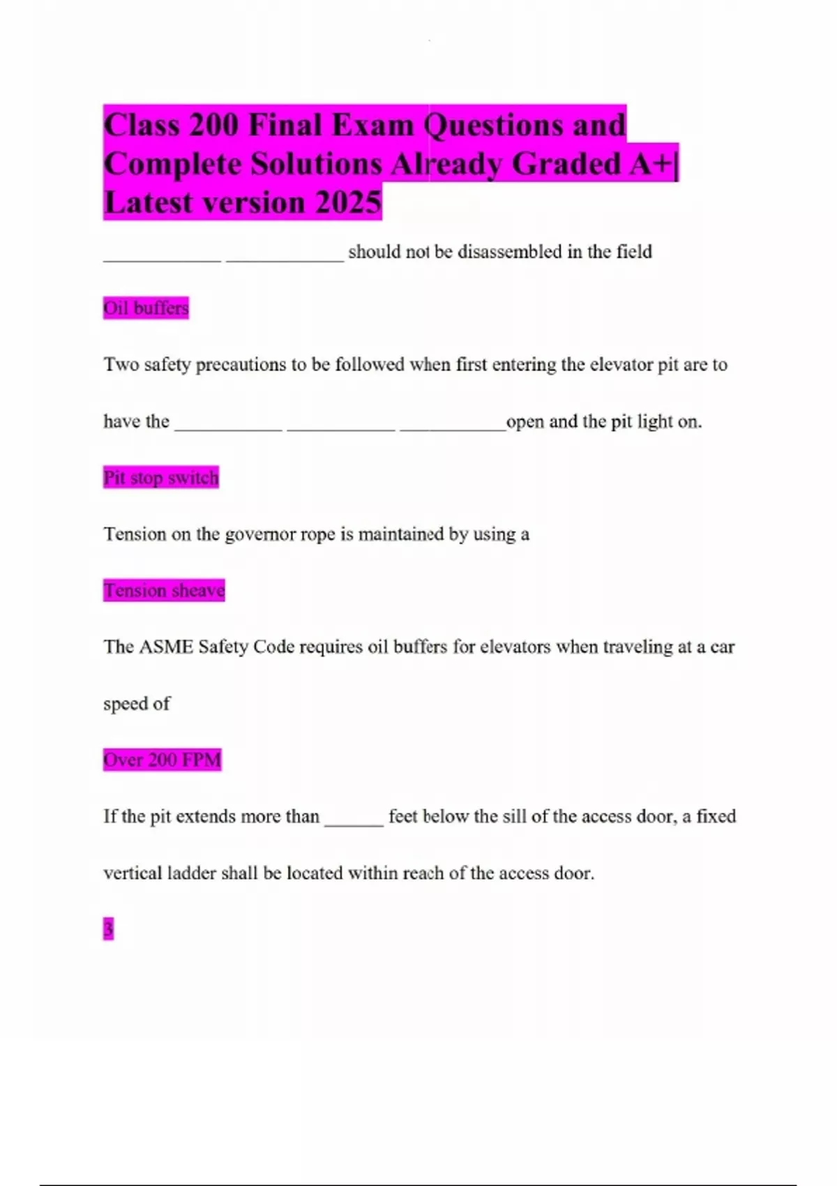 Class 200 Final Exam Questions and Complete Solutions Already Graded A+ ...