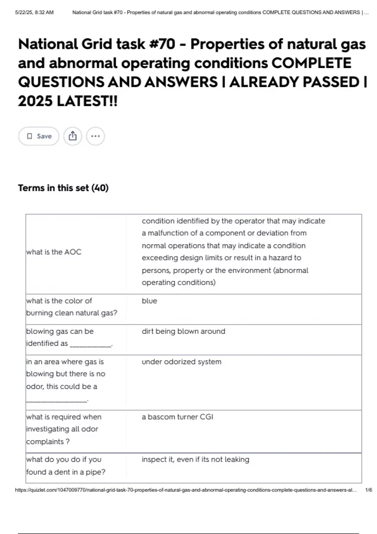 National Grid task #70 - Properties of natural gas and abnormal ...