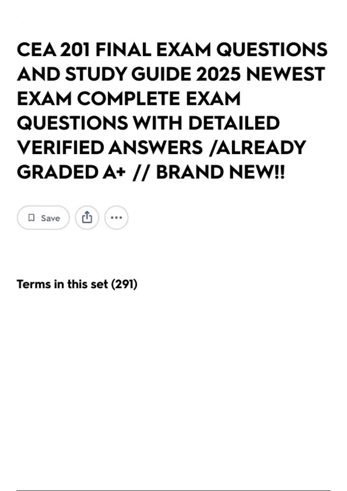 CEA 201 FINAL EXAM QUESTIONS AND STUDY GUIDE 2025 NEWEST EXAM COMPLETE EXAM QUESTIONS WITH ...