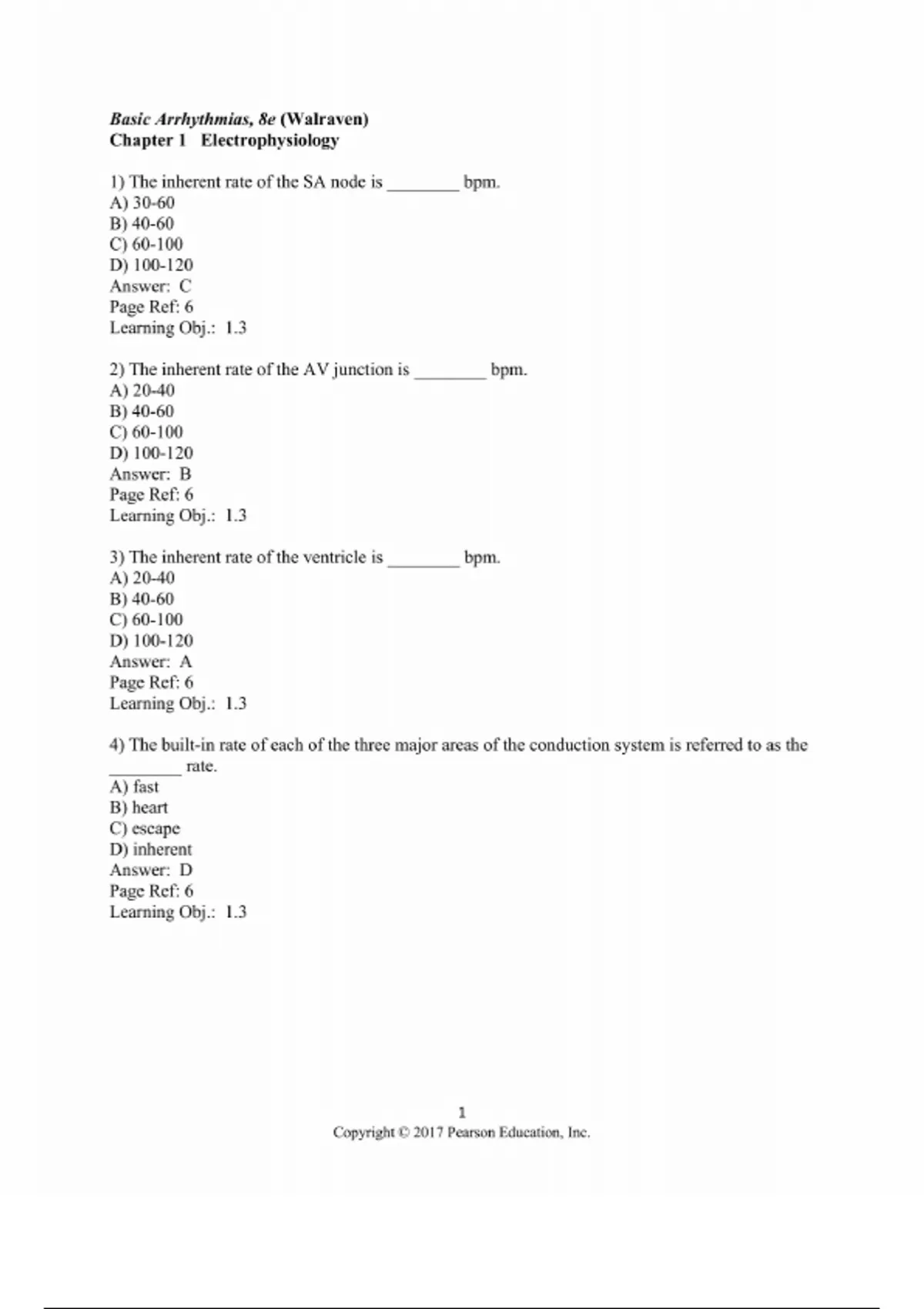 Basic Arrhythmias 8th Edition By Gail Walraven Test Bank, Questions and ...