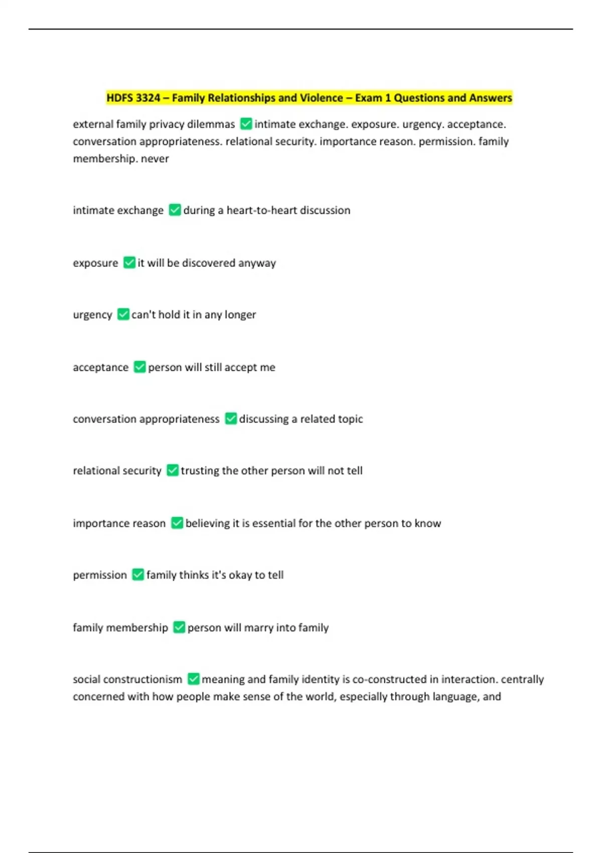 HDFS 3324 – Family Relationships and Violence – Exam 1 Questions and ...