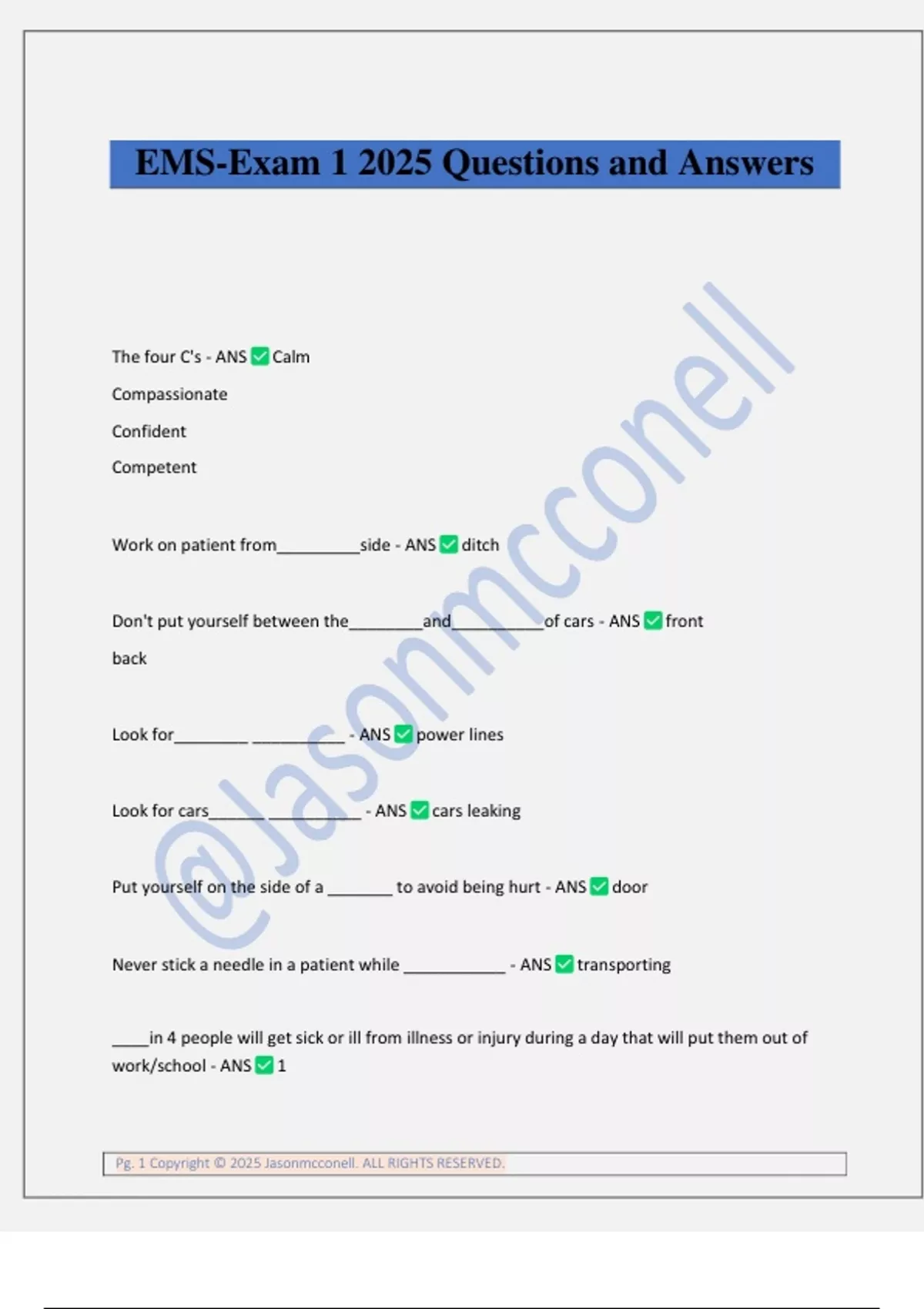 EMS-Exam 1 2025 Questions and Answers - EMS - Stuvia US
