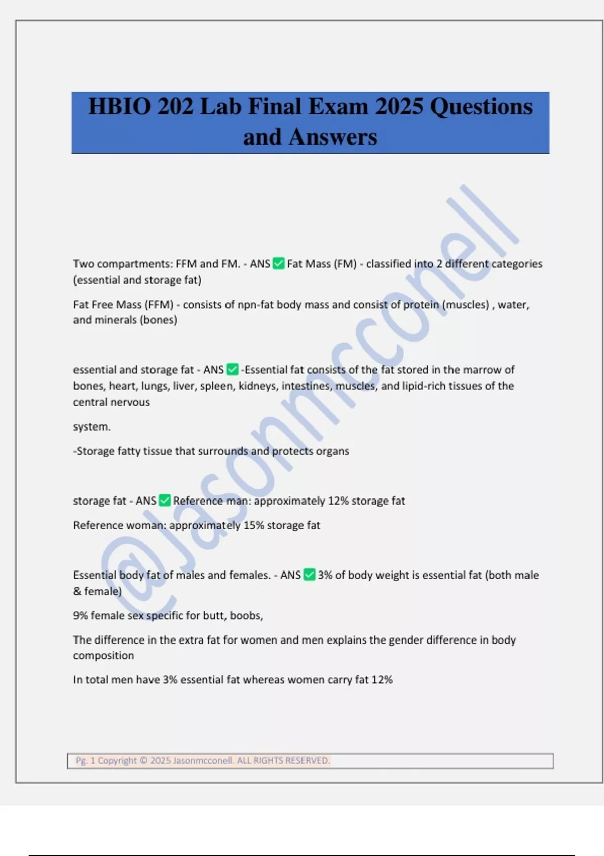 HBIO 202 Lab Final Exam 2025 Questions and Answers - HBIO 202 - Stuvia US