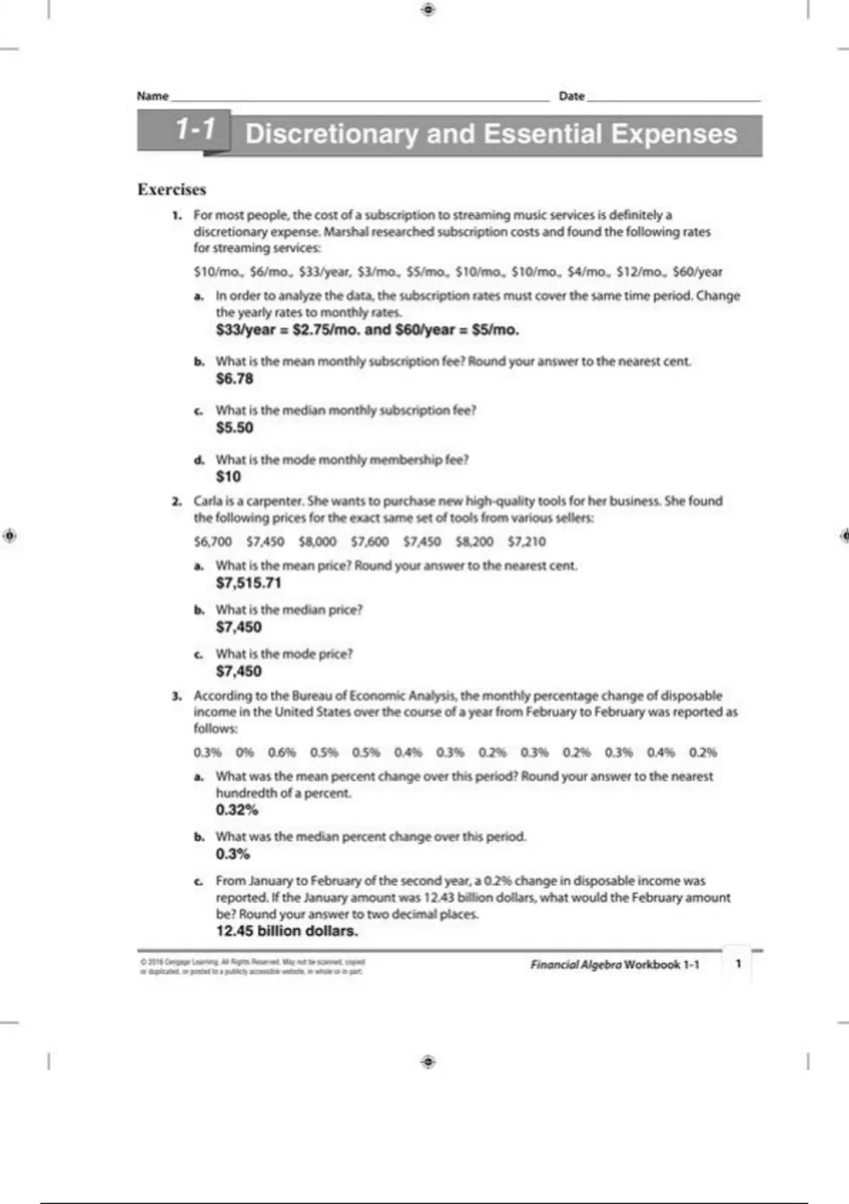 Summary Solutions Manual, Summaries: Financial Algebra: Advanced ...