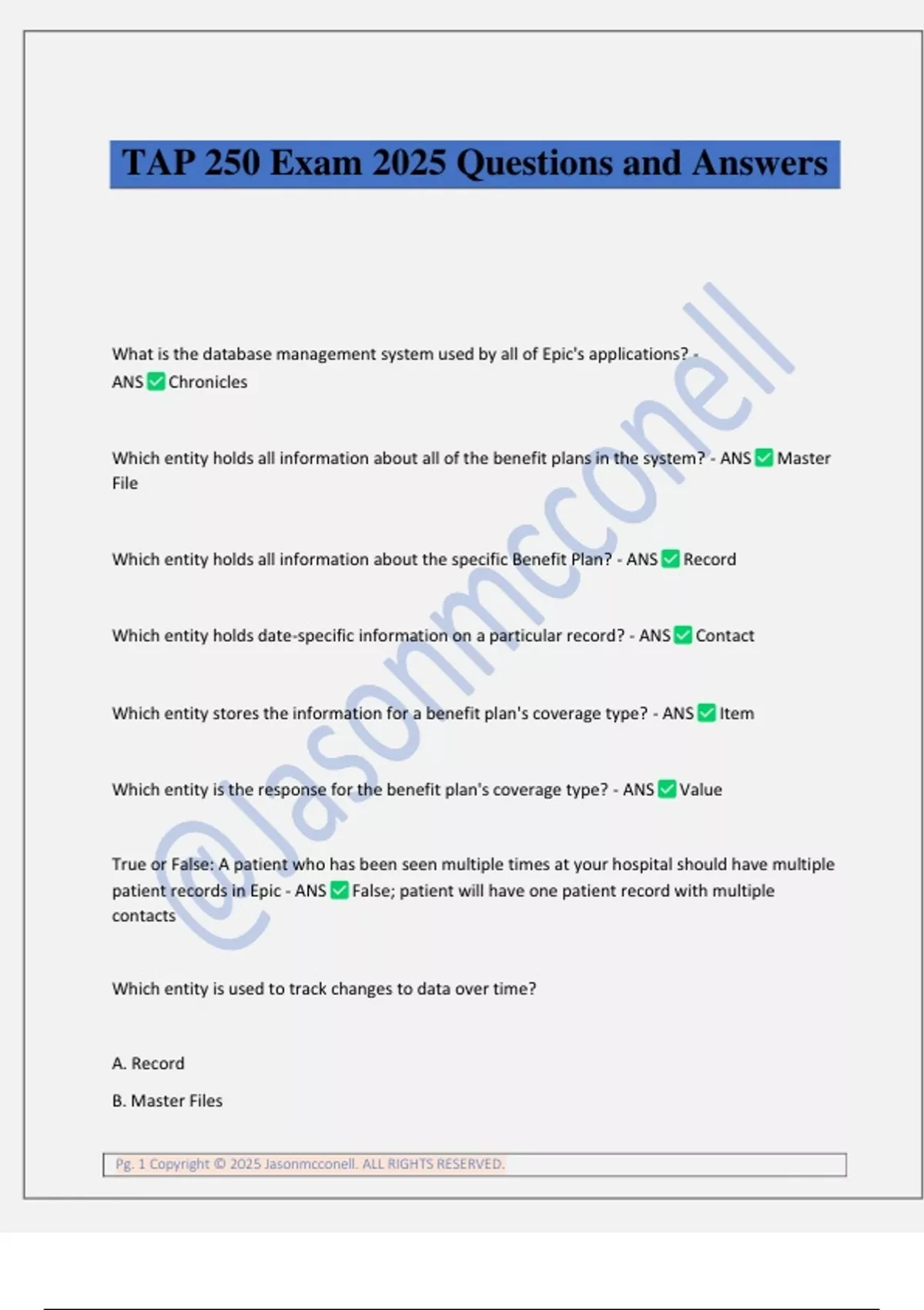 TAP 250 Exam 2025 Questions and Answers - TAP 250 - Stuvia US