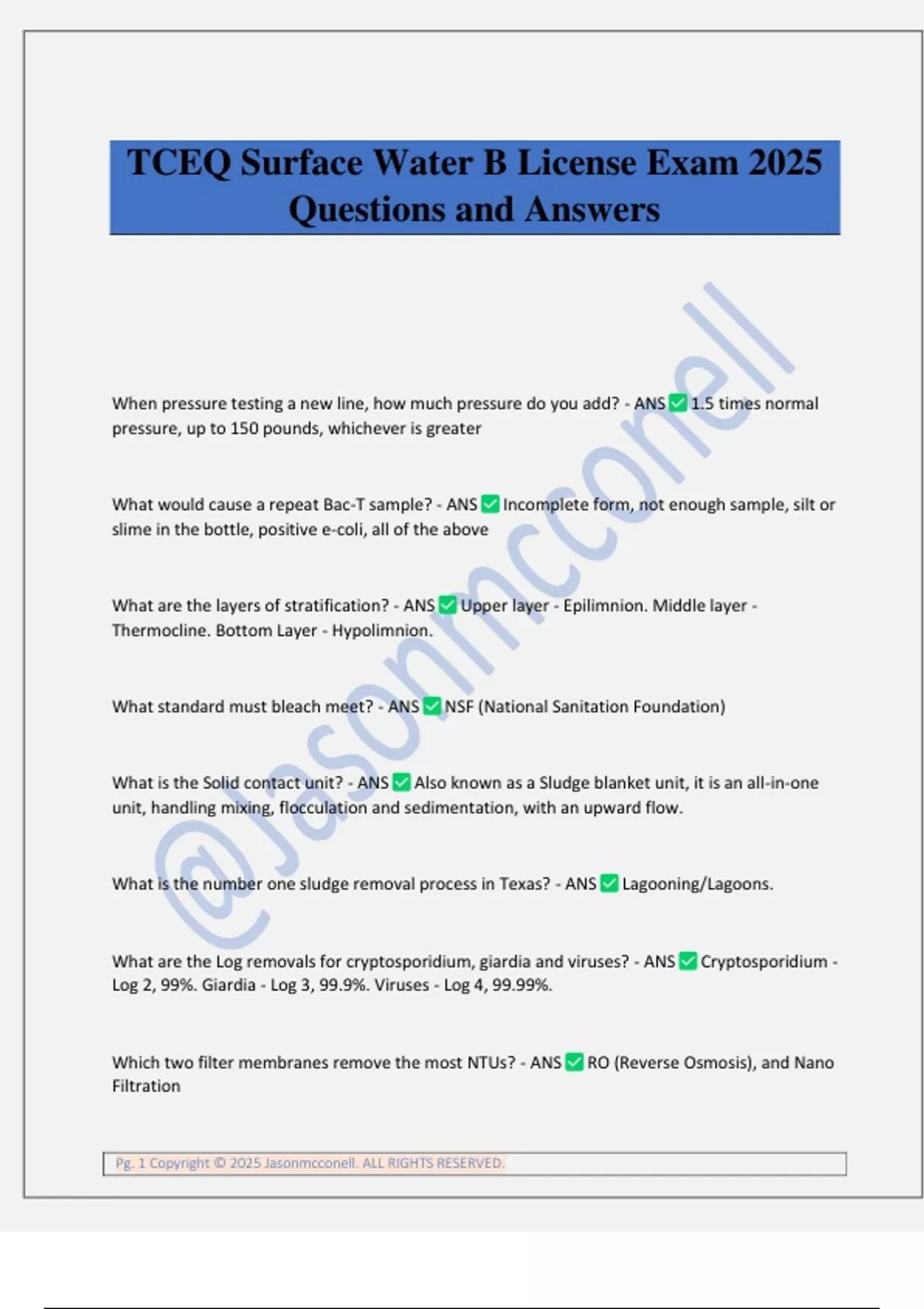 TCEQ Surface Water B License Exam 2025 Questions and Answers - TCEQ ...