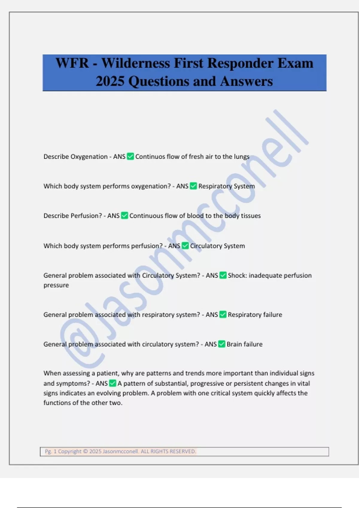 WFR - Wilderness First Responder Exam 2025 Questions and Answers ...