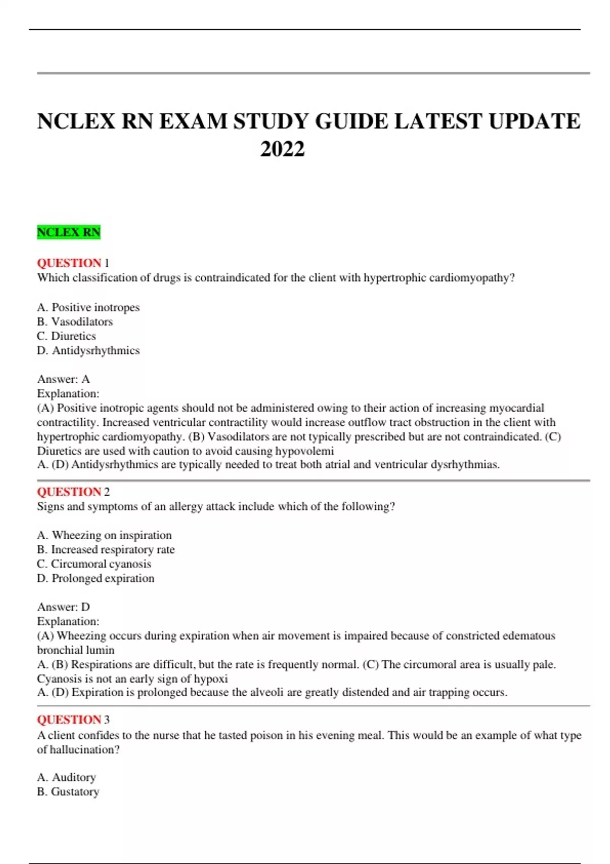 Nclex Rn 2025 2026 Question Answer Paper Graded A Guaranteed