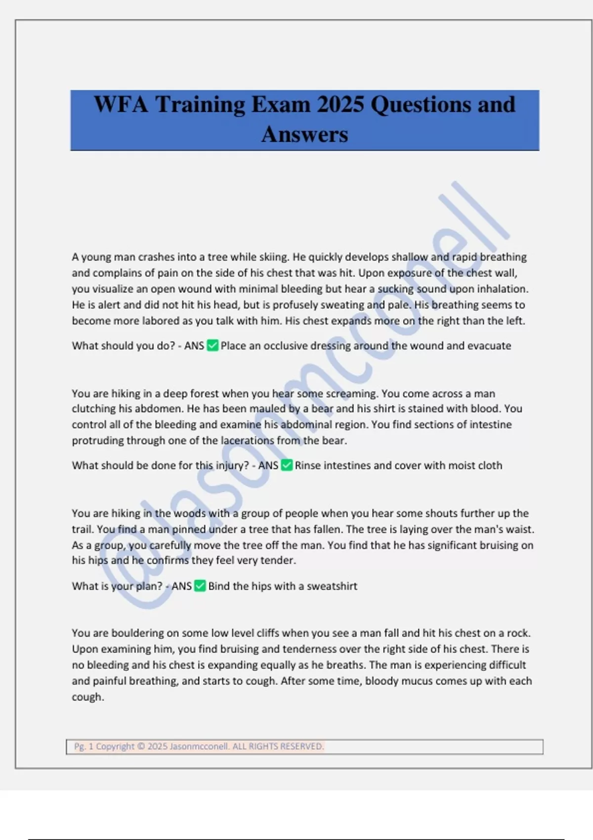 WFA Training Exam 2025 Questions and Answers - WFA - Stuvia US