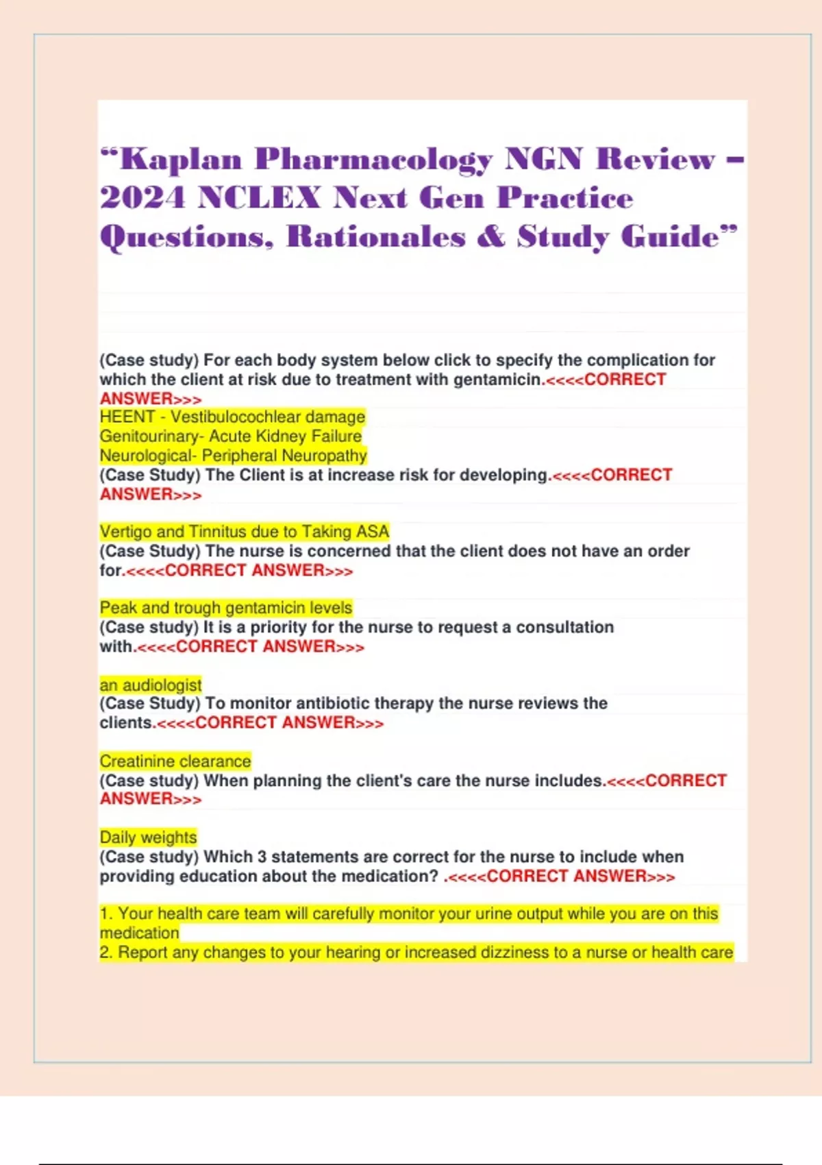 “Kaplan Pharmacology NGN Review – 2024 NCLEX Next Gen Practice ...