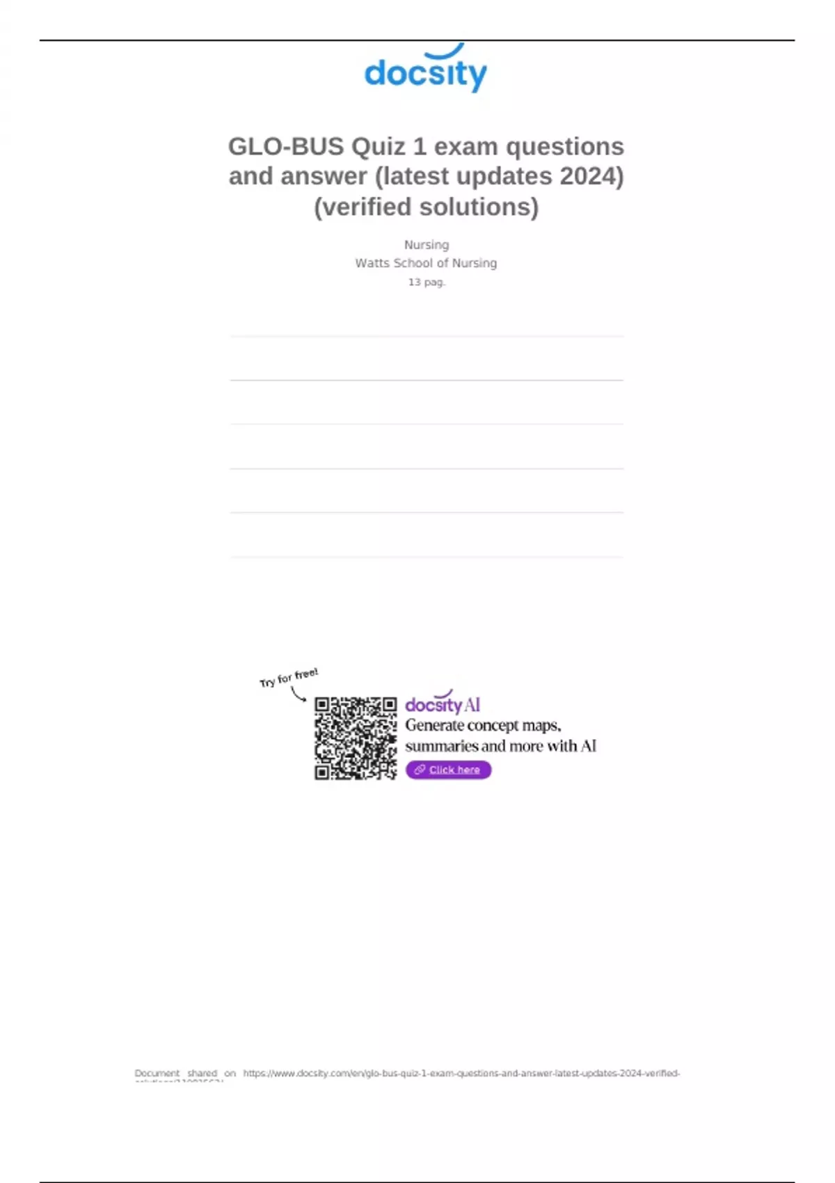 GLO-BUS Quiz 1 exam questions and answer (latest updates 2025 ...