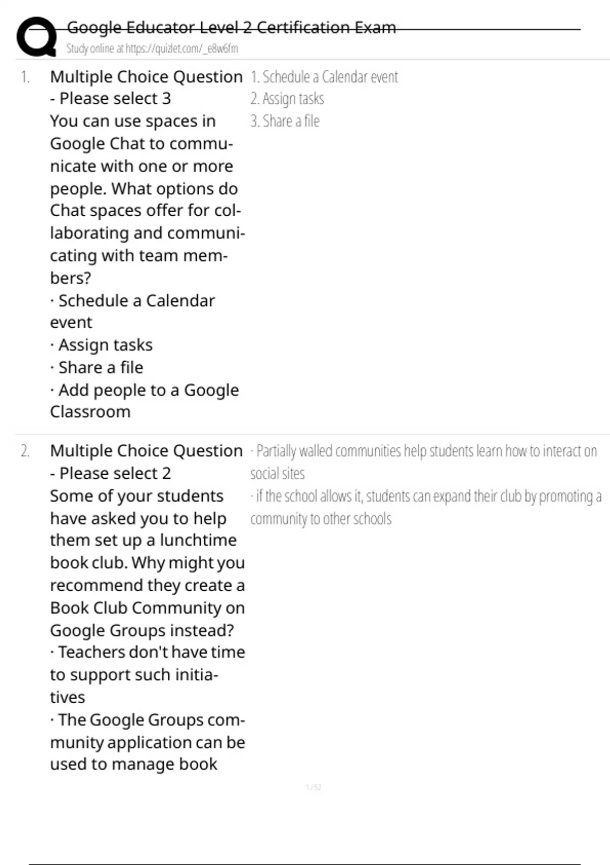 GOOGLE CERTIFIED EDUCATOR LEVEL 2 EXAM (ACTUAL EXAM) WITH CORRECT ACTUAL QUESTIONS AND CORRECTLY ...