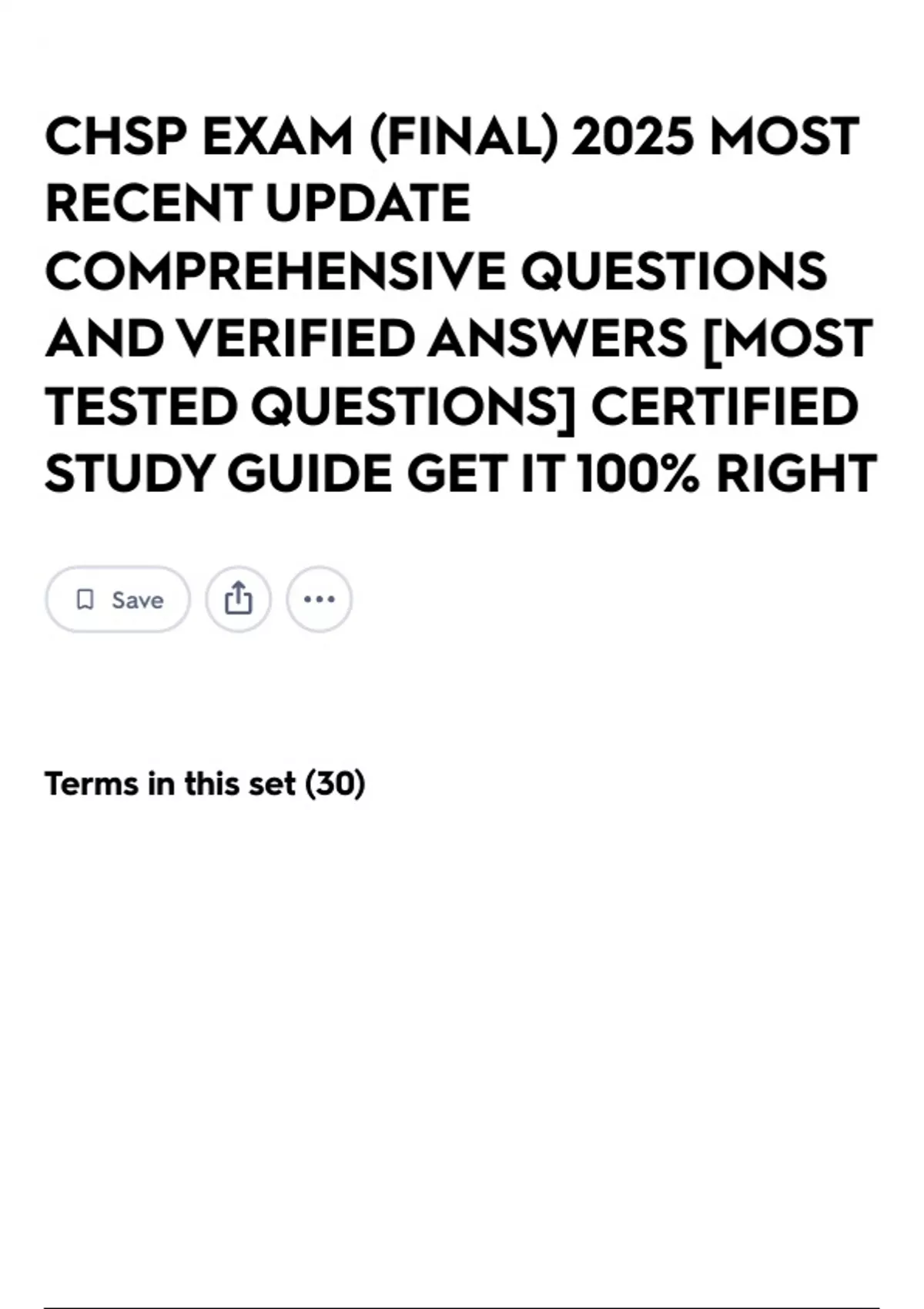 CHSP EXAM (FINAL) 2025 MOST RECENT UPDATE COMPREHENSIVE QUESTIONS AND ...