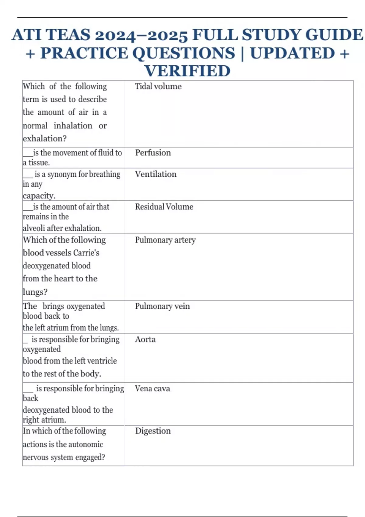ATI TEAS 2024–2025 Full Study Guide + Practice Questions | UPDATED ...