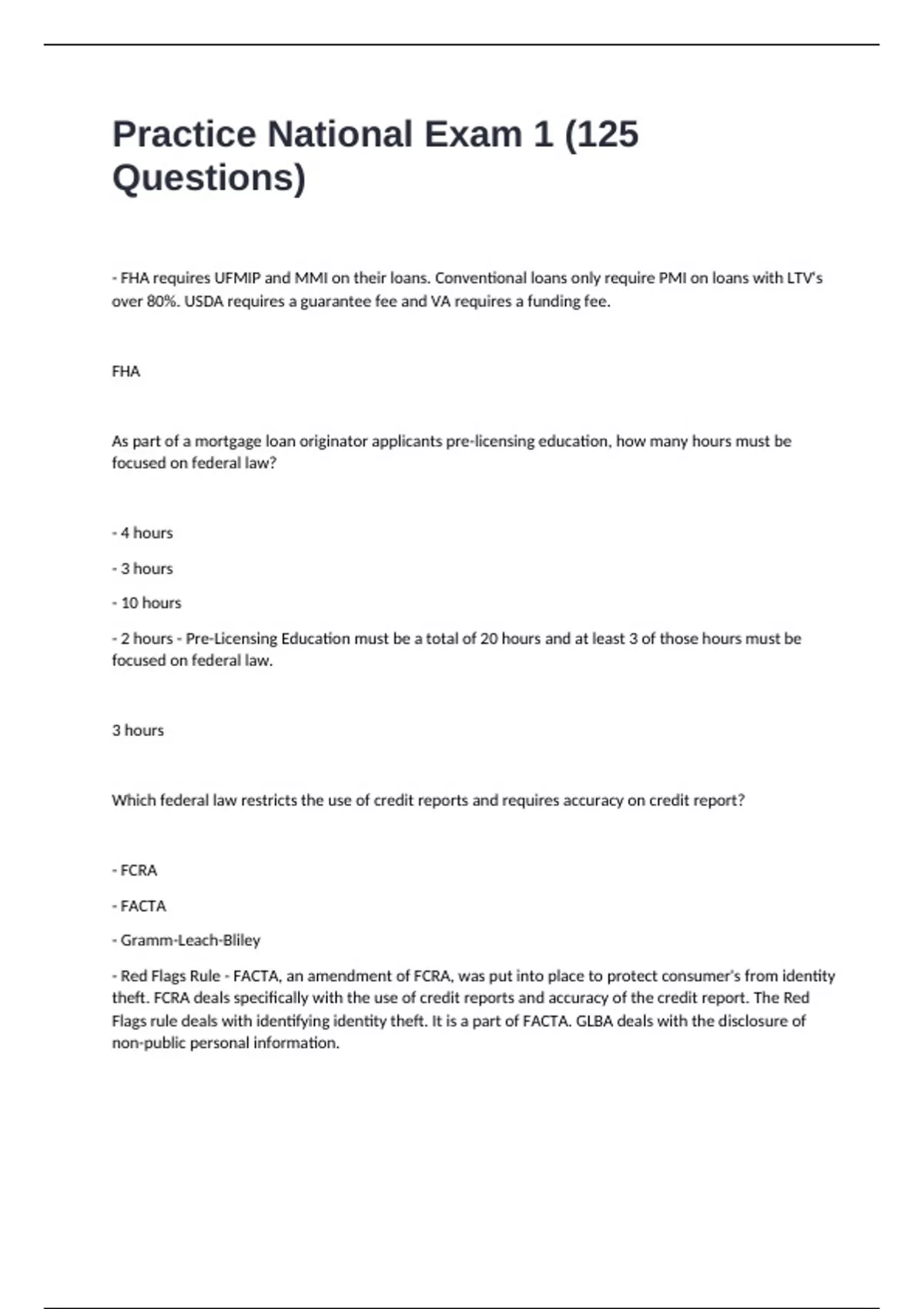 Practice National Exam 1 (125 Questions) With Multiple Choices And ...