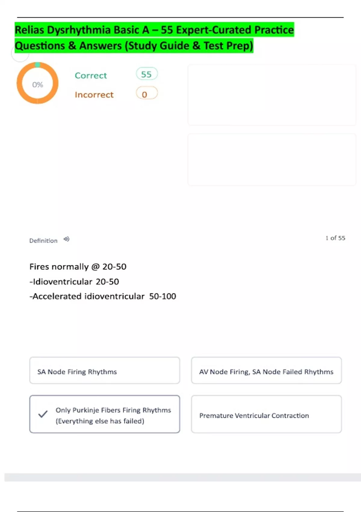 Relias Dysrhythmia Basic A – 55 Expert-Curated Practice Questions ...