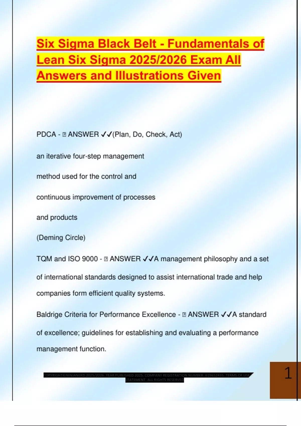Six Sigma Black Belt - Fundamentals of Lean Six Sigma 2025/2026 Exam ...