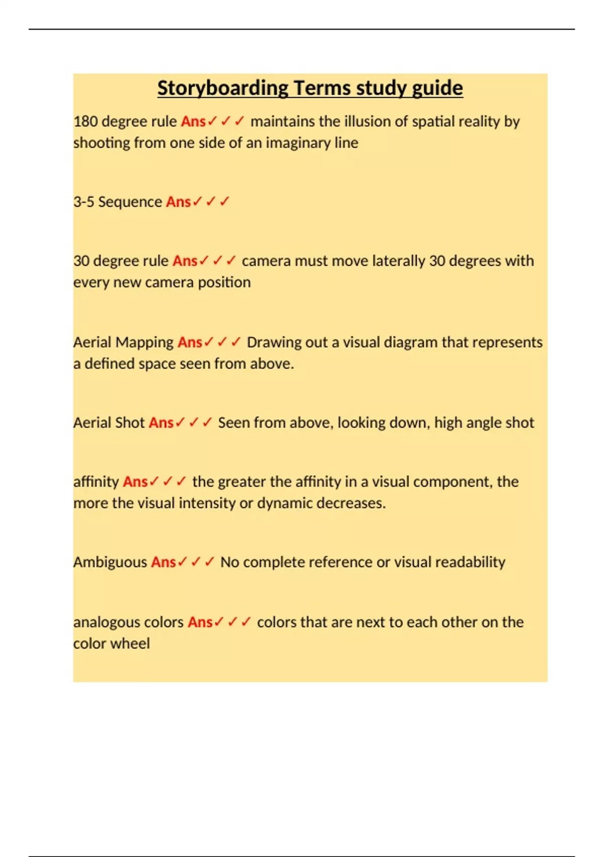 Storyboarding Terms Study Guide | Complete Reference for Film ...