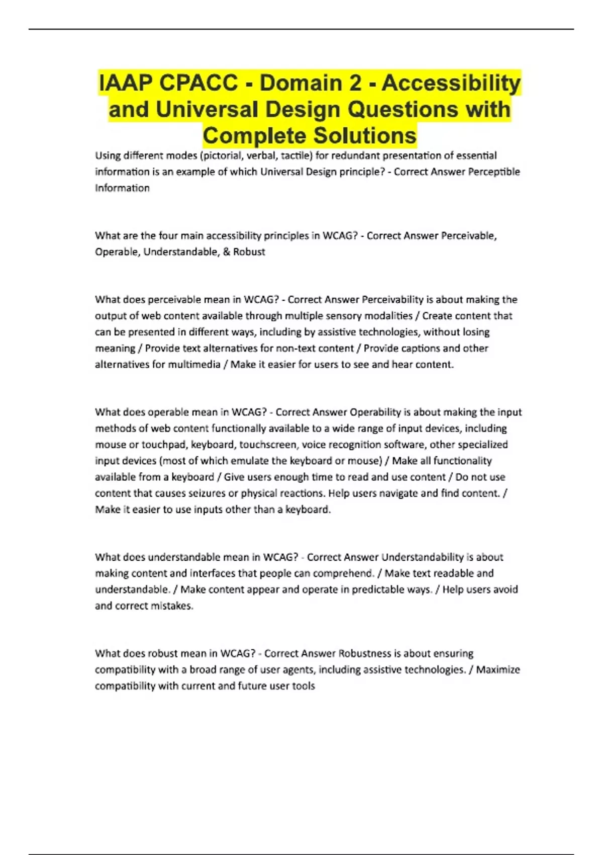 IAAP CPACC - Domain 2 - Accessibility and Universal Design Questions ...