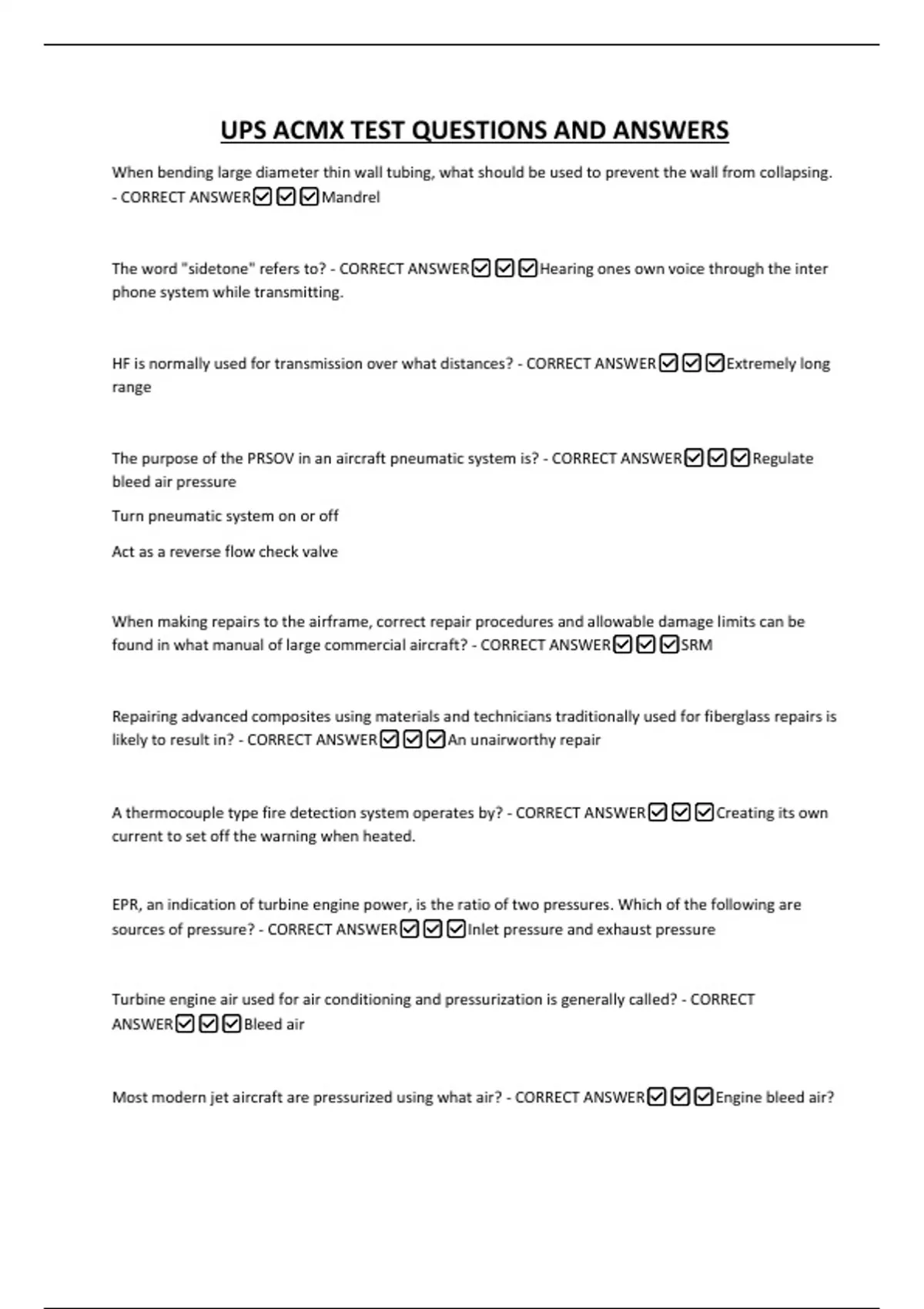 UPS ACMX TEST QUESTIONS AND ANSWERS - ACM - Stuvia US