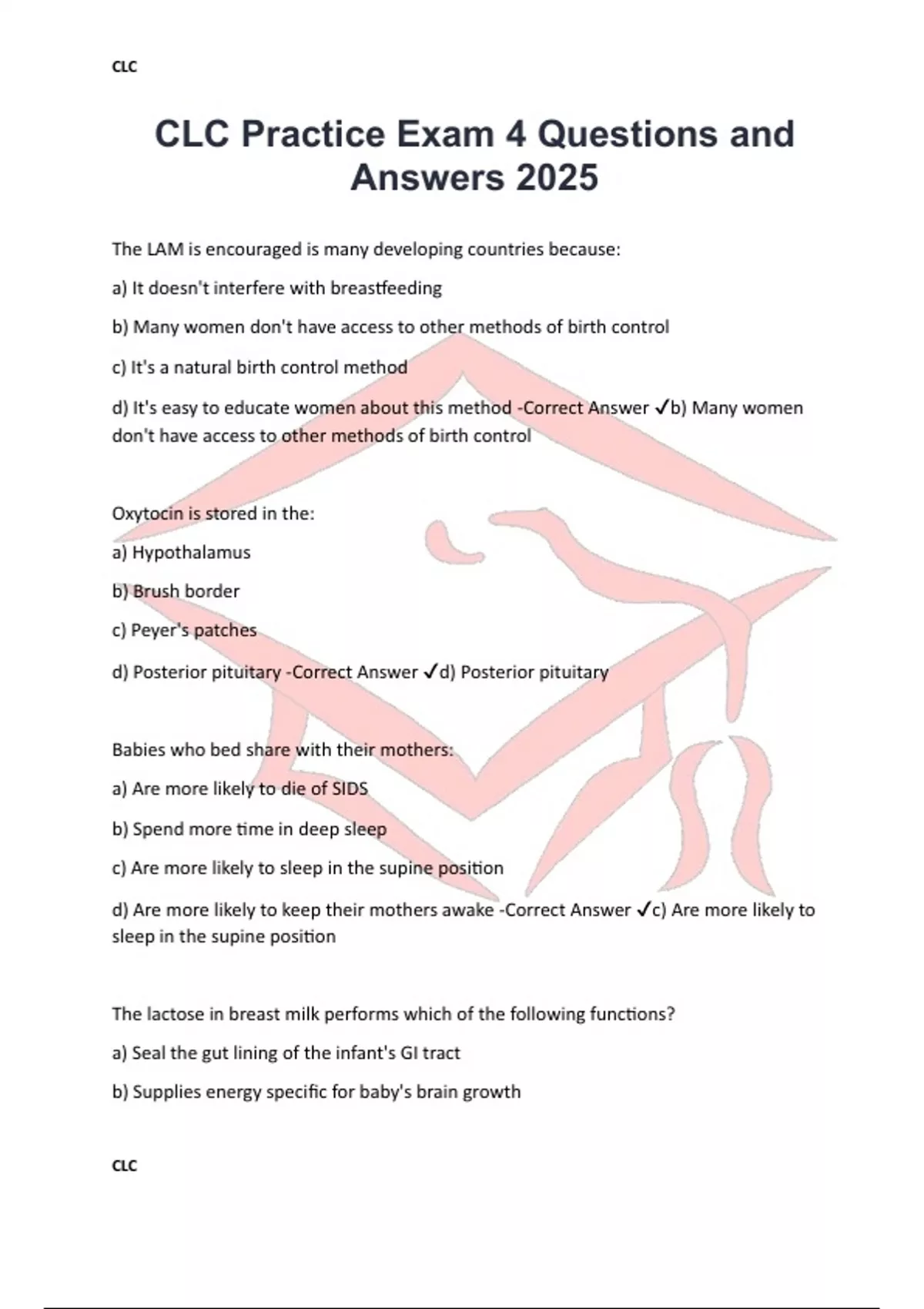 CLC Practice Exam 4 Questions and Answers 2025 - CLC . - Stuvia US