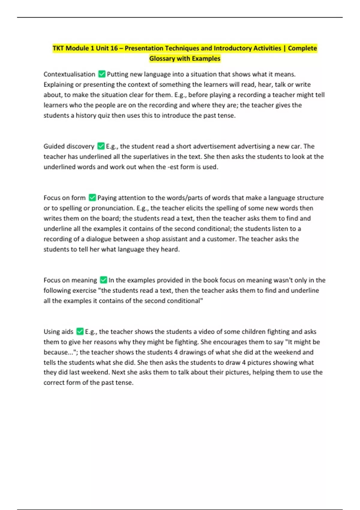 TKT Module 1 Unit 16 – Presentation Techniques and Introductory ...