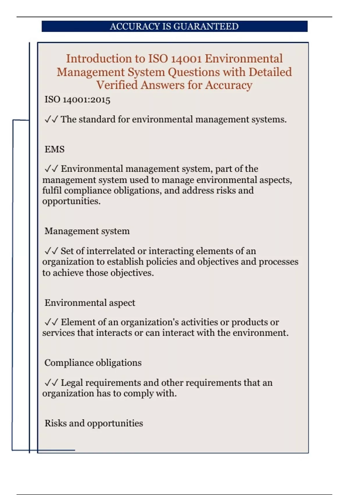 Introduction to ISO 14001 Environmental Management System Questions ...