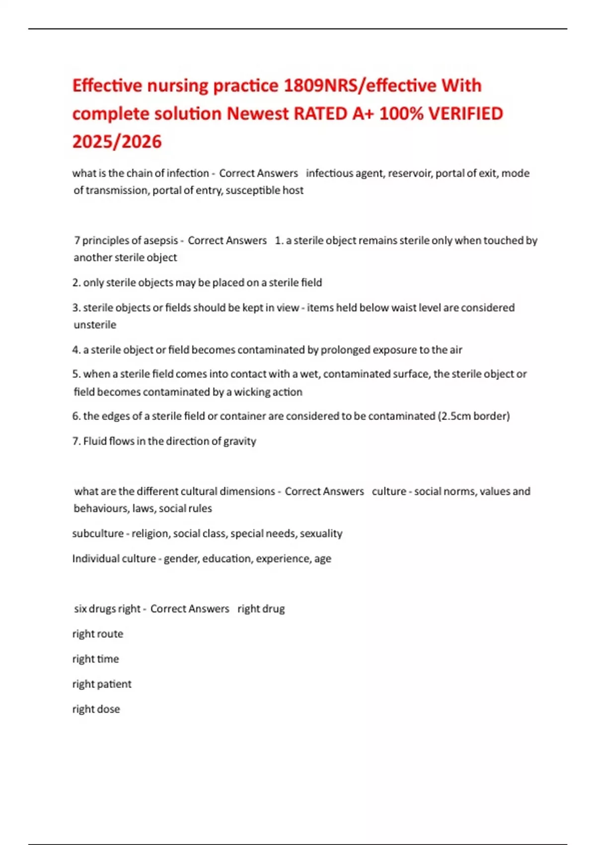 Effective nursing practice 1809NRS/effective With complete solution Newest RATED A+ 100% ...