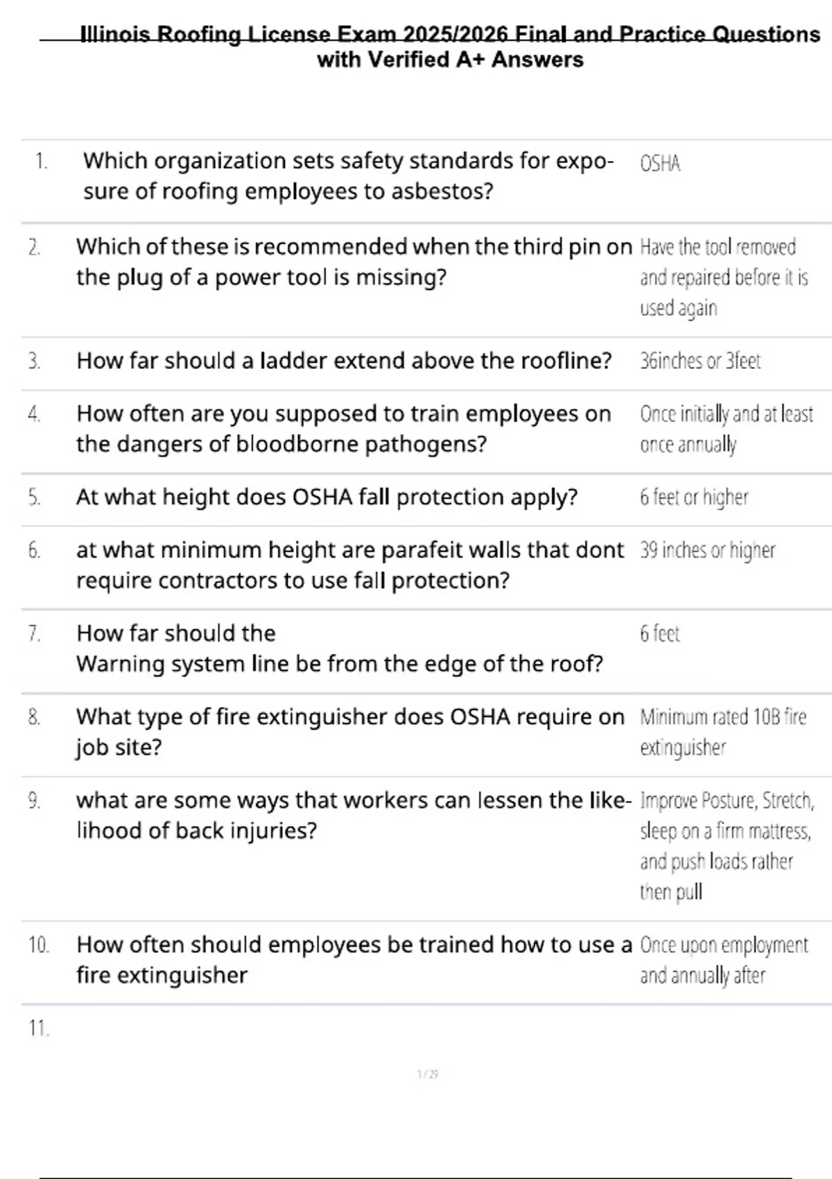 Illinois Roofing License Exam 2025/2026 Final and Practice Questions ...