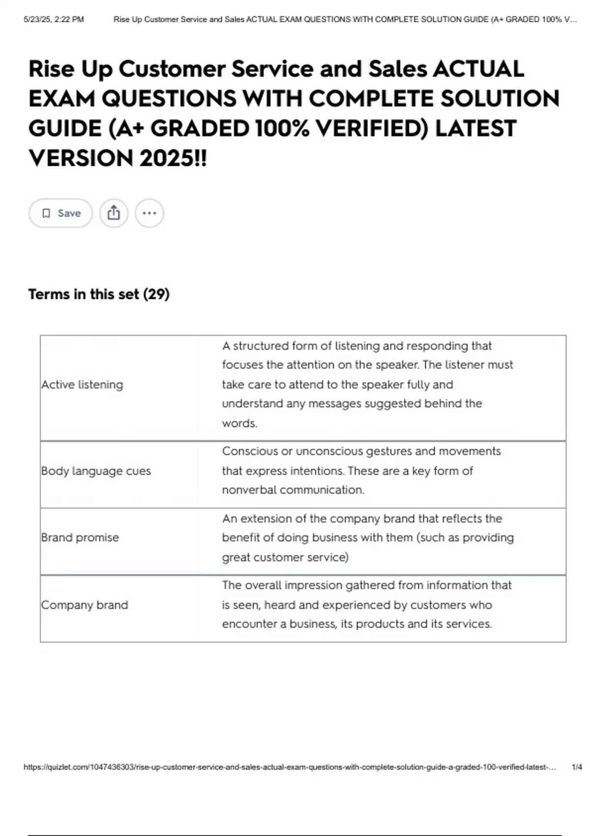 Rise Up Customer Service and Sales ACTUAL EXAM QUESTIONS WITH COMPLETE ...
