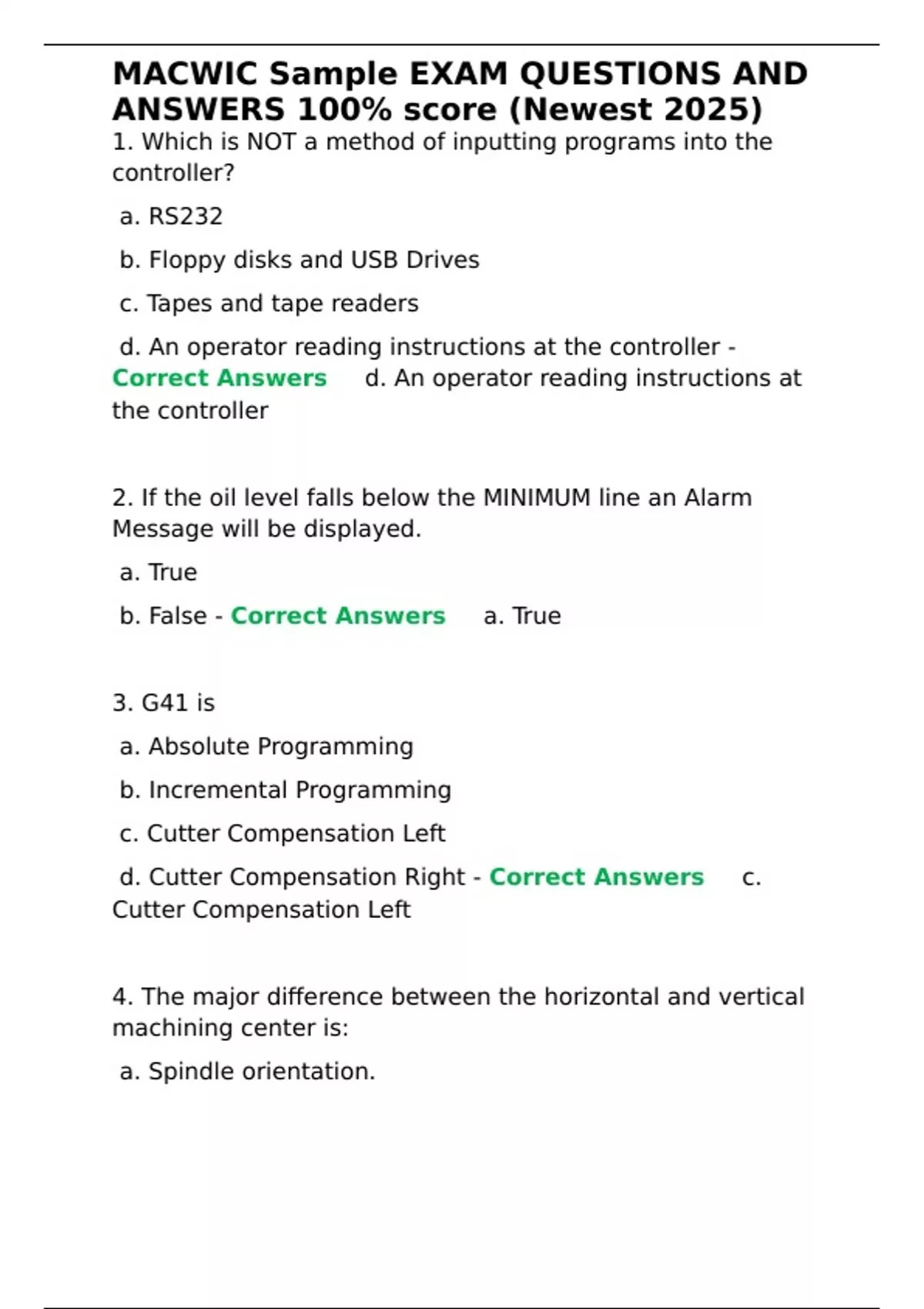 MACWIC Sample EXAM QUESTIONS AND ANSWERS 100- score (Newest 2025 ...