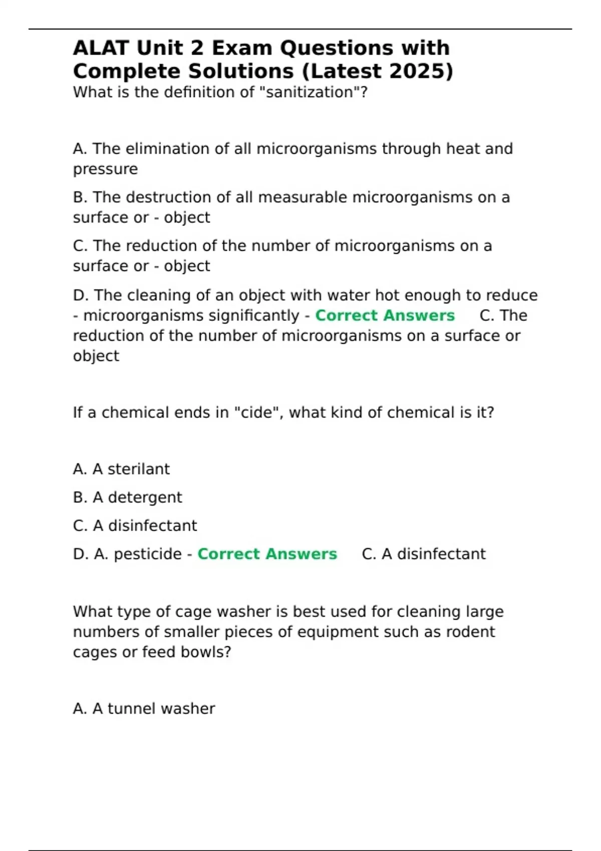 ALAT Unit 2 Exam Questions with Complete Solutions (Latest 2025 ...