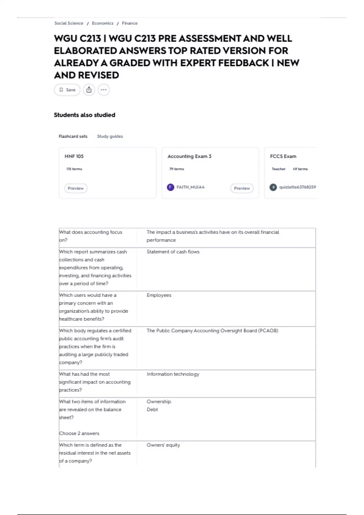 WGU C213 PRE ASSESSMENT EXAM WITH EXPLAINED ANSWERS A TOP RATED VERSION ...
