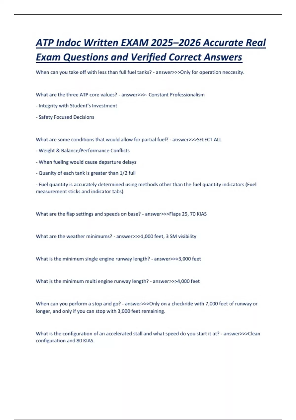 ATP Indoc Written Exam – 2025–2026 Questions and Answers – Airline ...