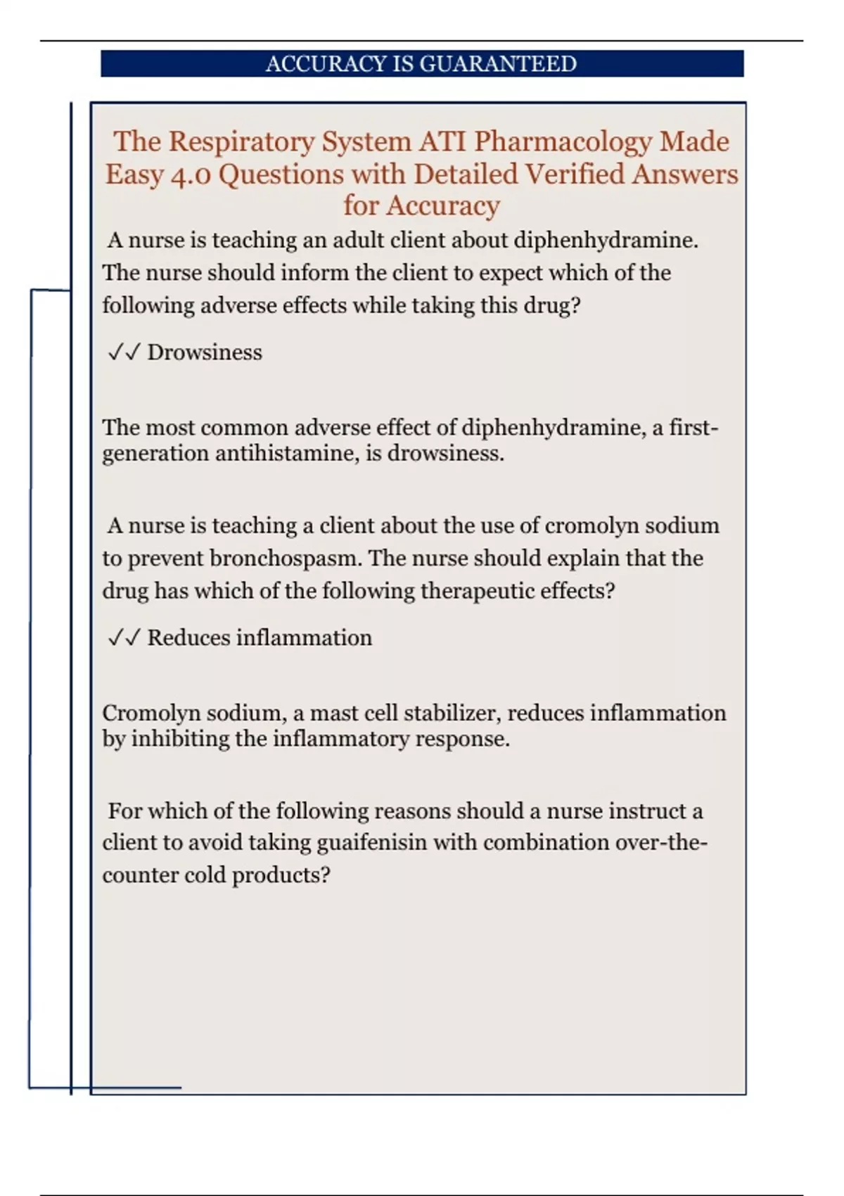 The Respiratory System ATI Pharmacology Made Easy 4.0 Questions with ...