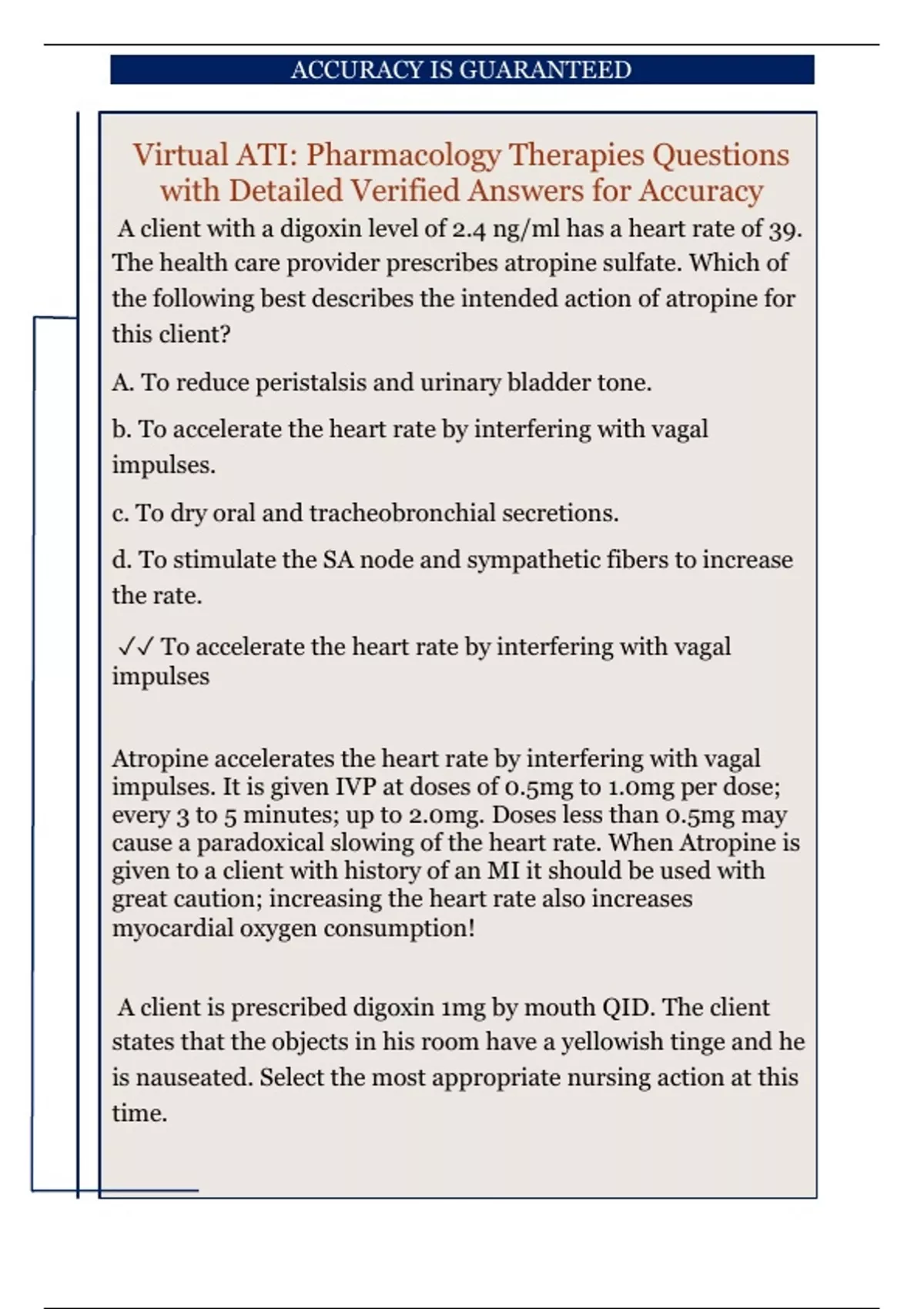 Virtual ATI: Pharmacology Therapies Questions with Detailed Verified ...