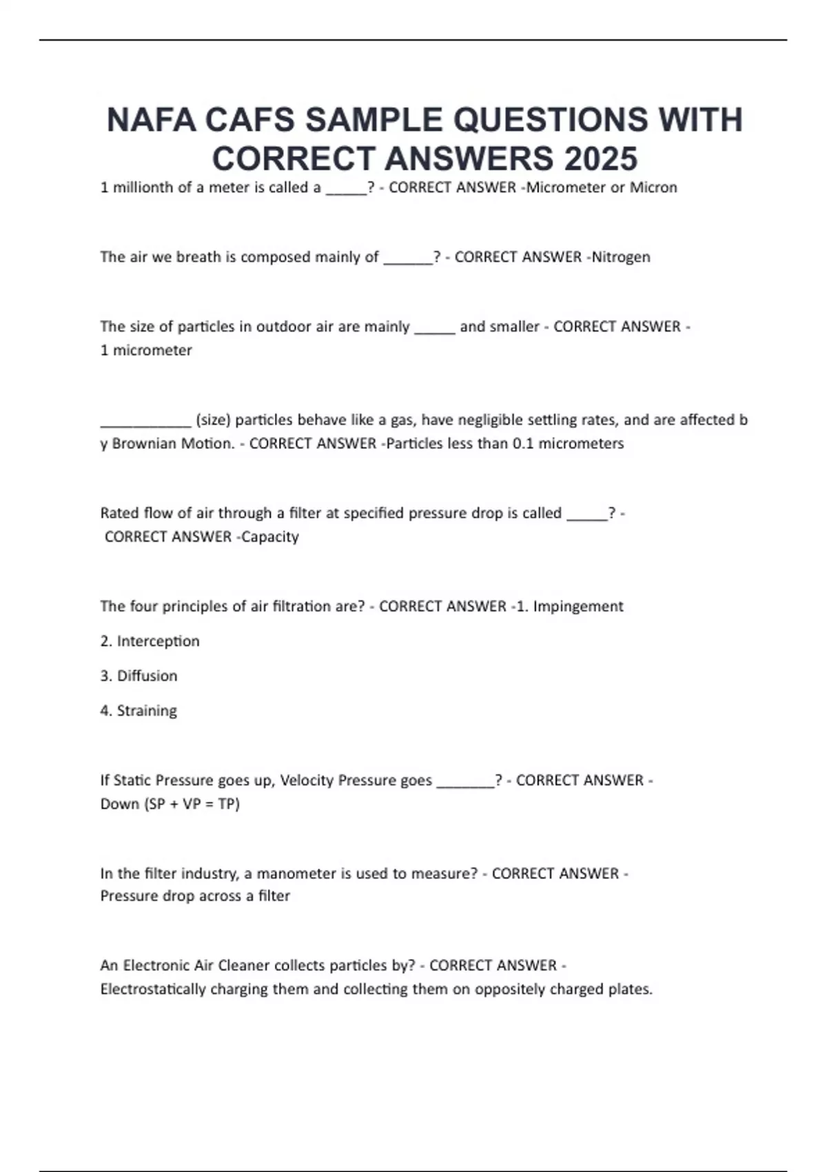 NAFA CAFS SAMPLE QUESTIONS WITH CORRECT ANSWERS 2025 - CAFS - Stuvia US