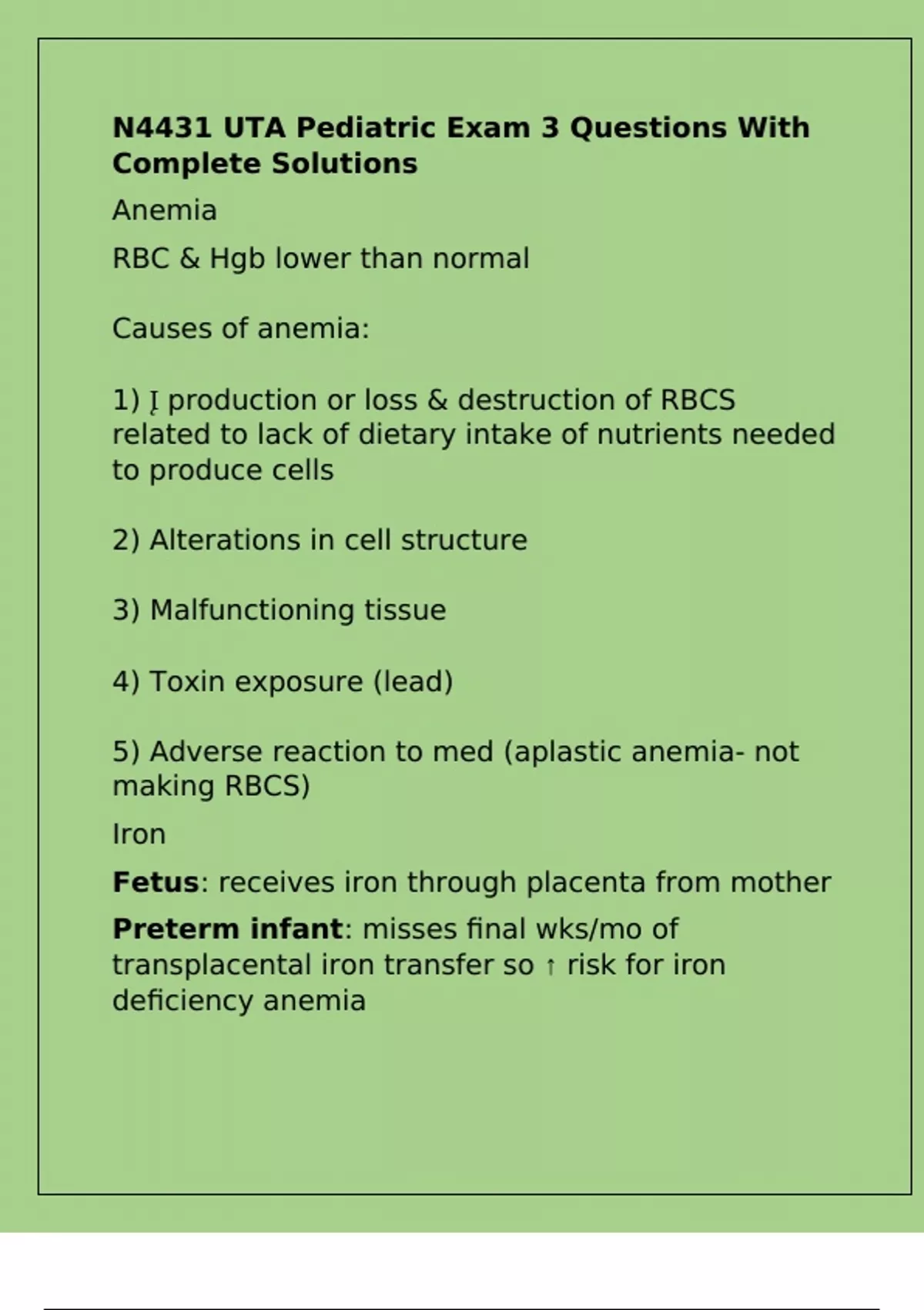 N4431 UTA Pediatric Exam 3 Questions With Complete Solutions - NURS ...