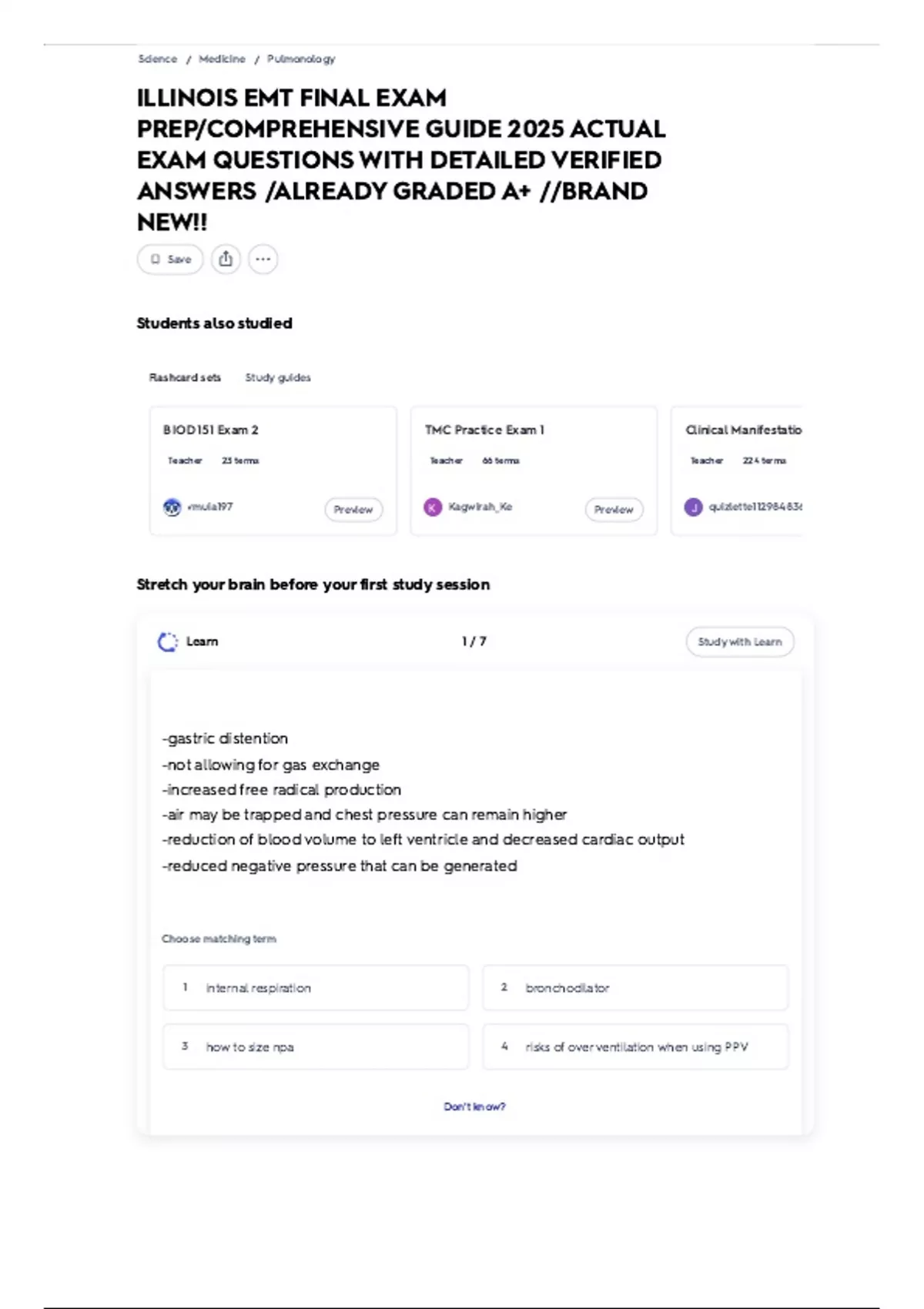 ILLINOIS EMT FINAL EXAM PREP_COMPREHENSIVE GUIDE 2025 ACTUAL EXAM ...