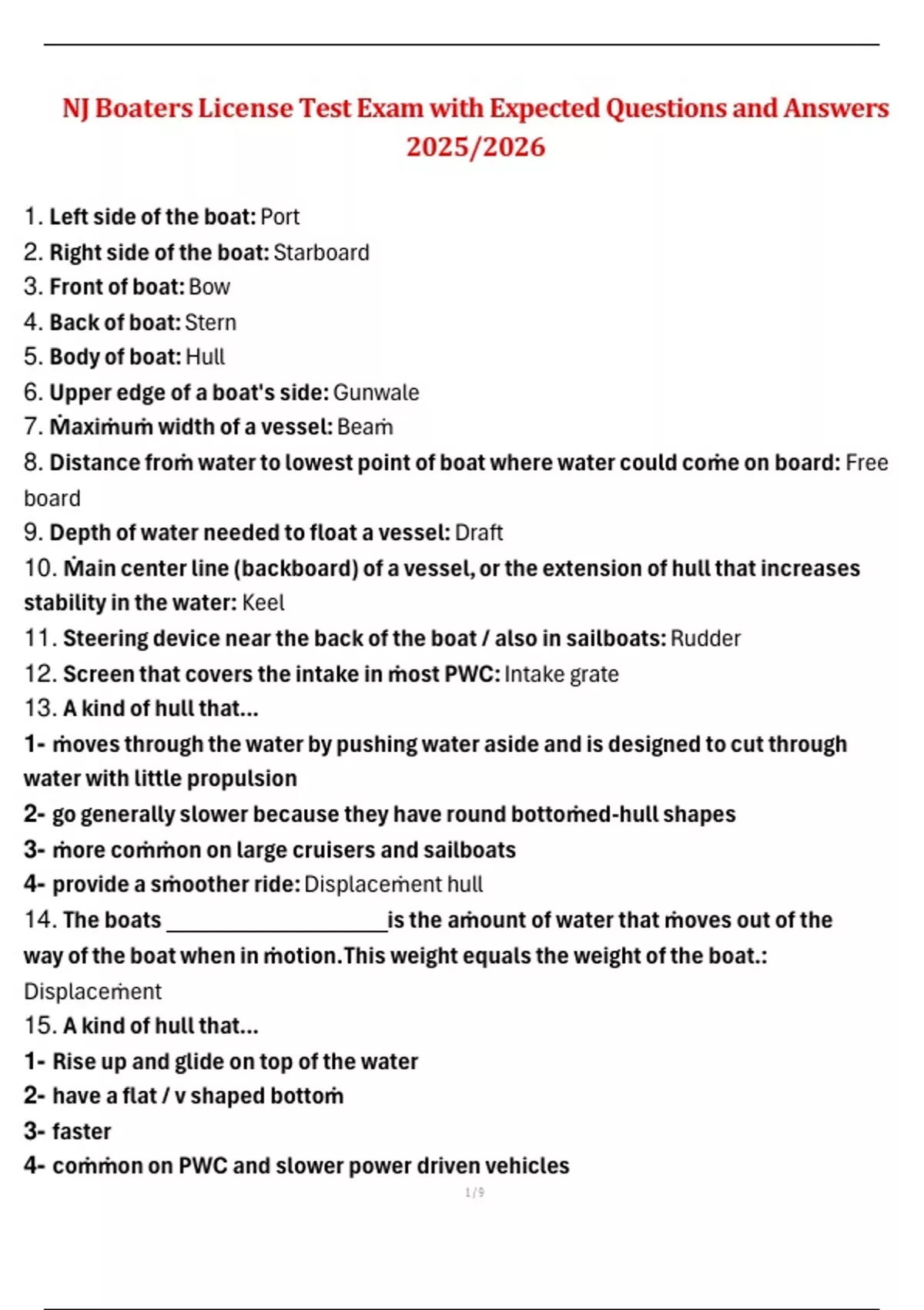 NJ Boater’s License Test Exam 2025/2026 – Expected Questions and ...