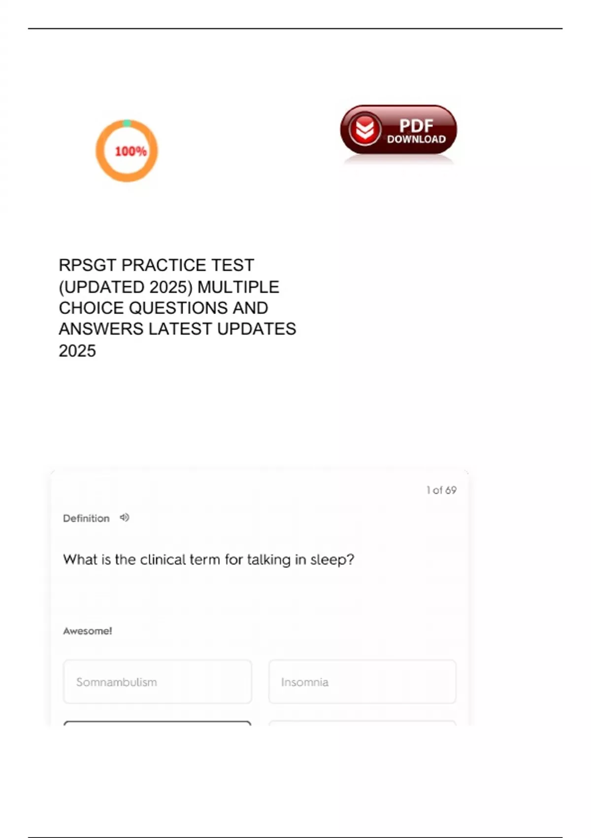 RPSGT PRACTICE TEST (UPDATED 2025) MULTIPLE CHOICE QUESTIONS AND ...