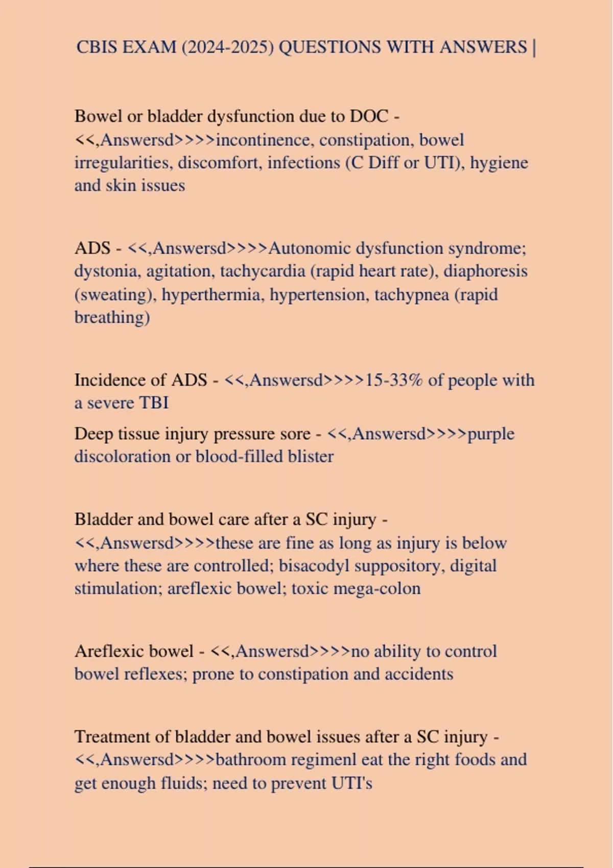 CBIS EXAM () QUESTIONS WITH ANSWERS | - CBIS - Stuvia US