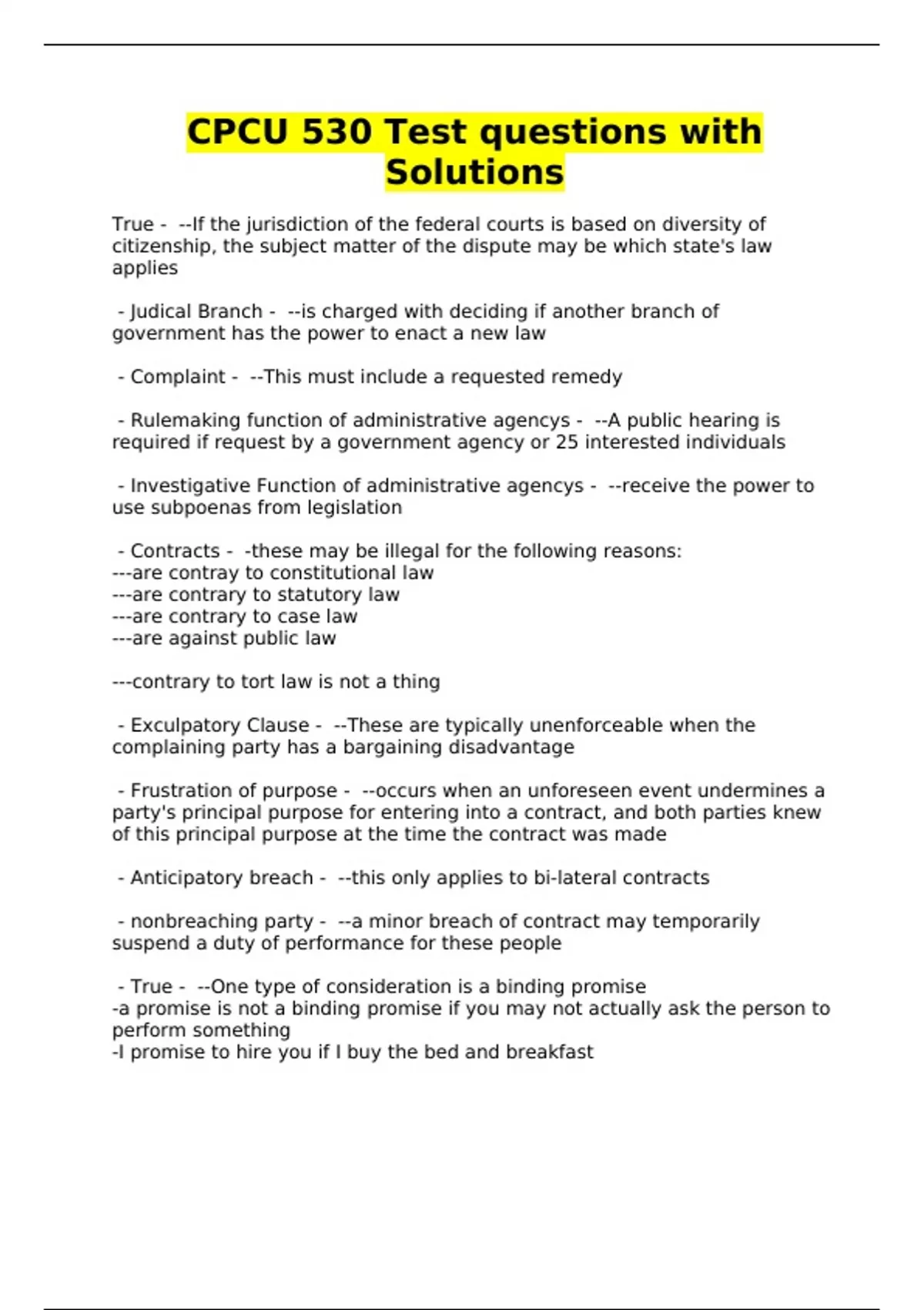 CPCU 530 Test questions with Solutions - CPCU 530 - Stuvia US