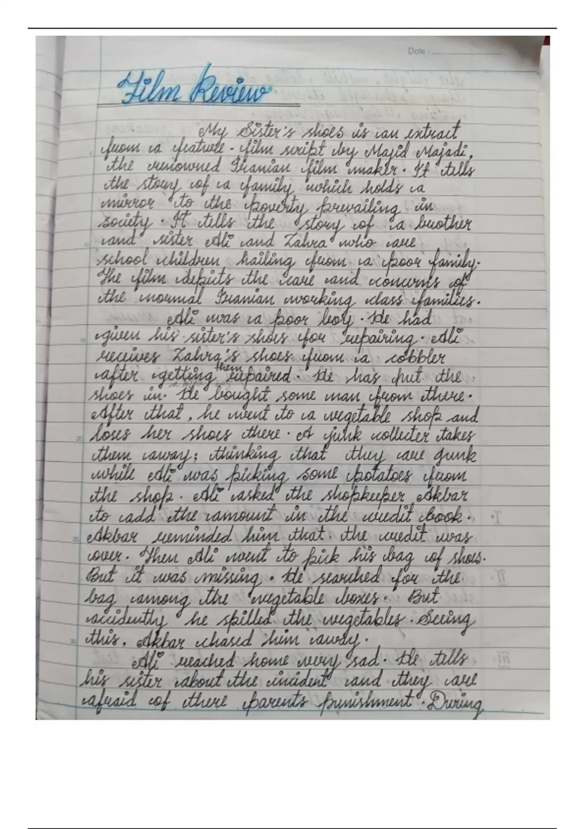 "My Sister's Shoes" is a screenplay extract from Majid Majidi's ...