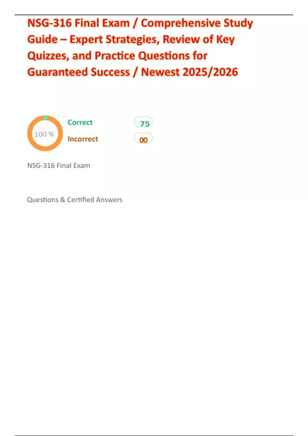 NSG-316 Final Exam / Comprehensive Study Guide – Expert Strategies ...
