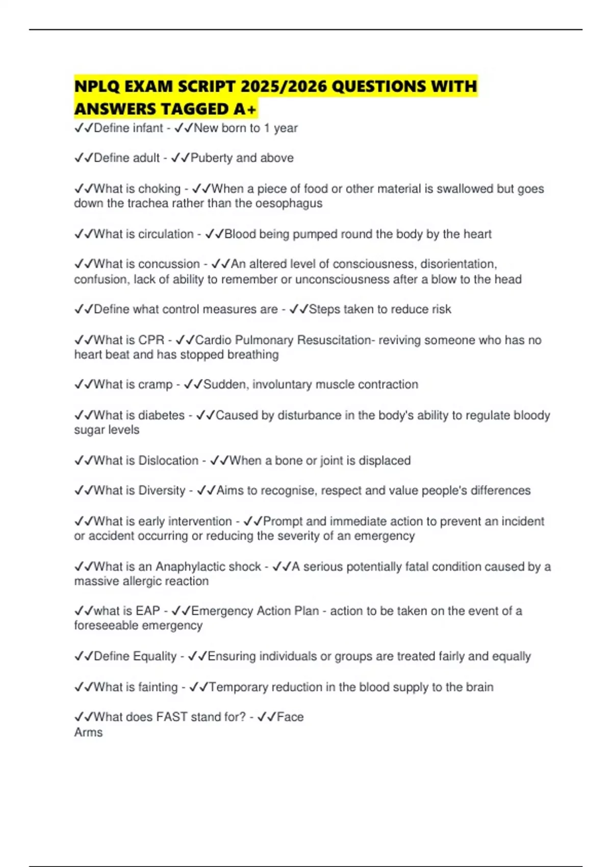 NPLQ EXAM SCRIPT 2025/2026 QUESTIONS WITH ANSWERS TAGGED A+ - NPLQ ...
