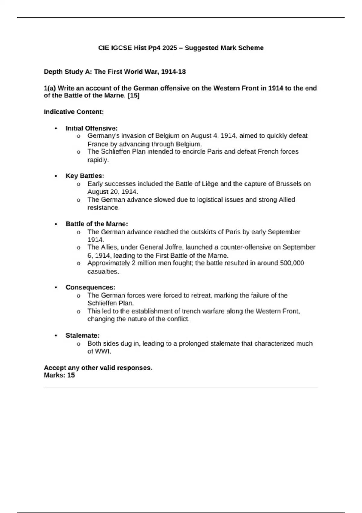 2025 Cambridge IGCSE History Paper 4 Suggested mark scheme - History ...