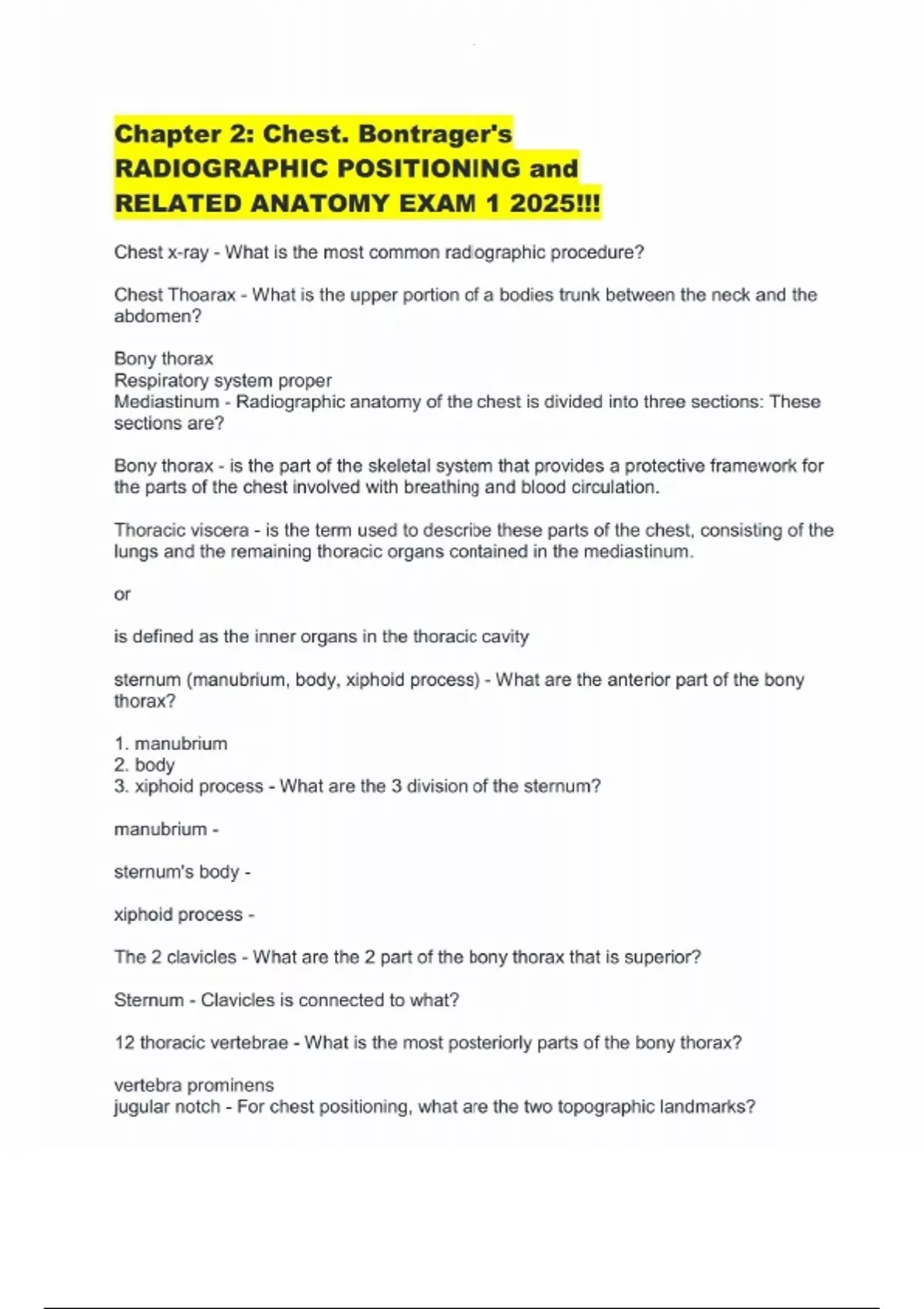 Chapter 2- Chest. Bontrager's RADIOGRAPHIC POSITIONING and RELATED ...