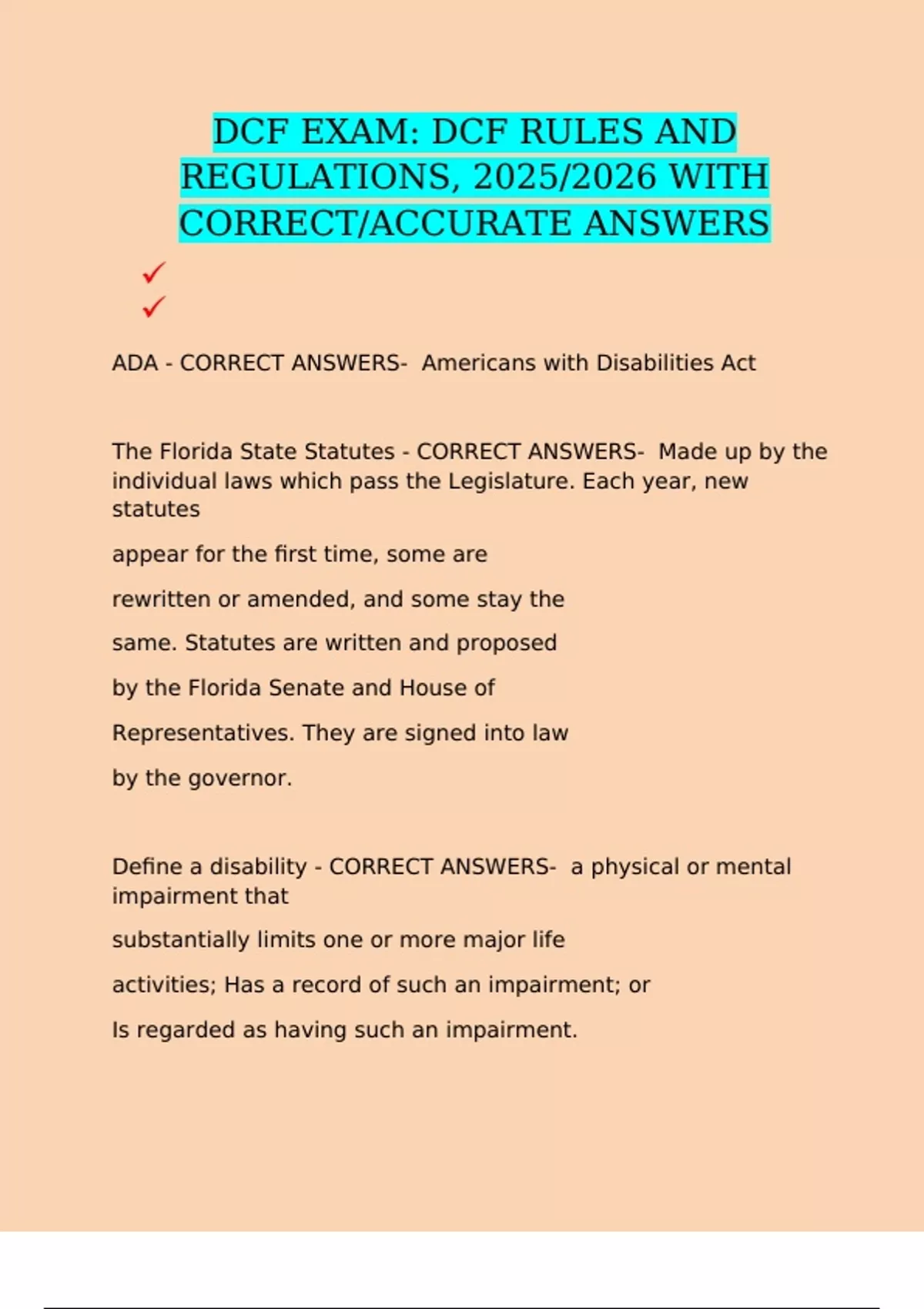 DCF EXAM: DCF RULES AND REGULATIONS, 2025/2026 WITH CORRECT/ACCURATE ...